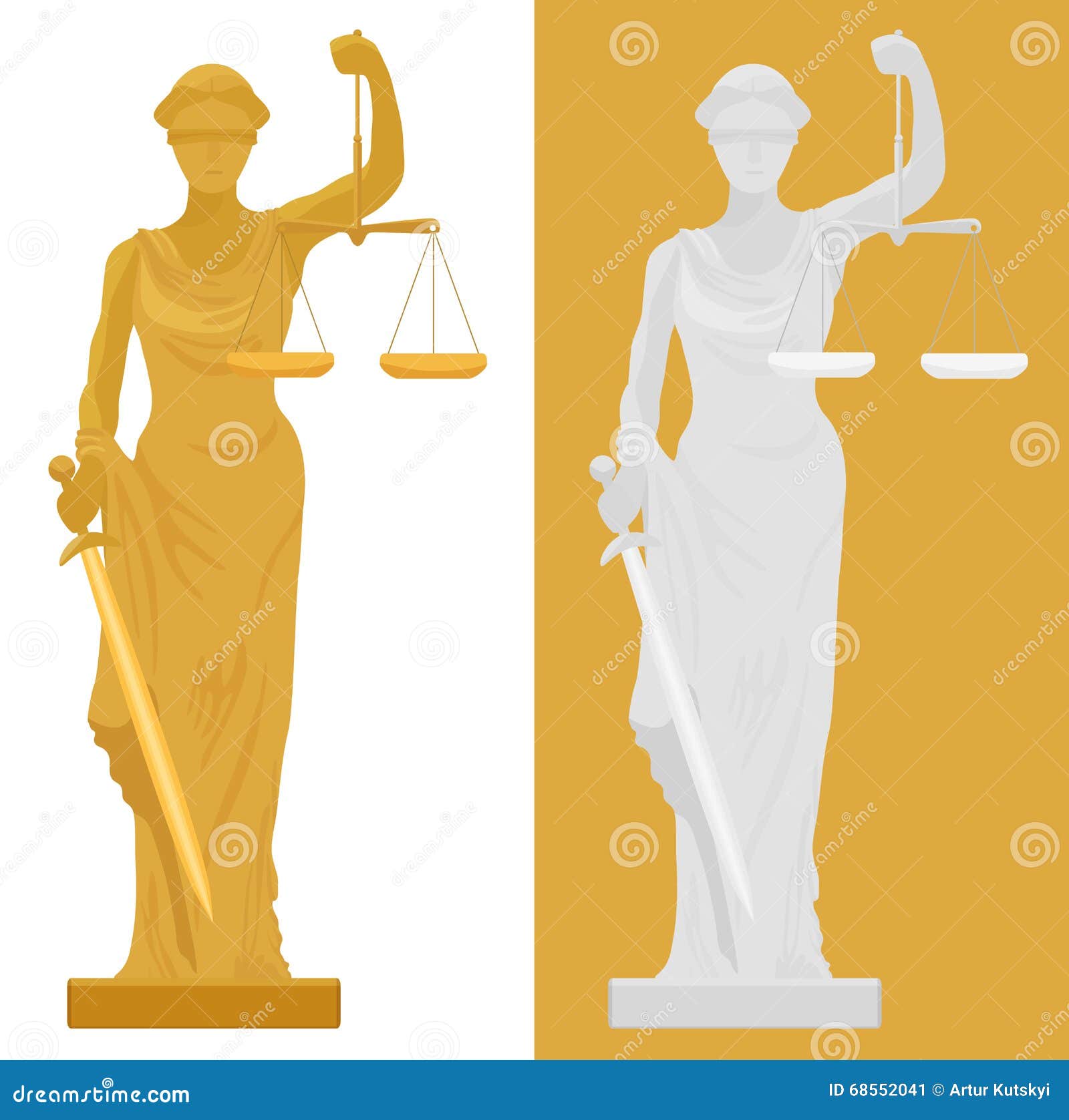 Themis Femida With Scales And Sword Symbol Of Law Cartoon Vector ...