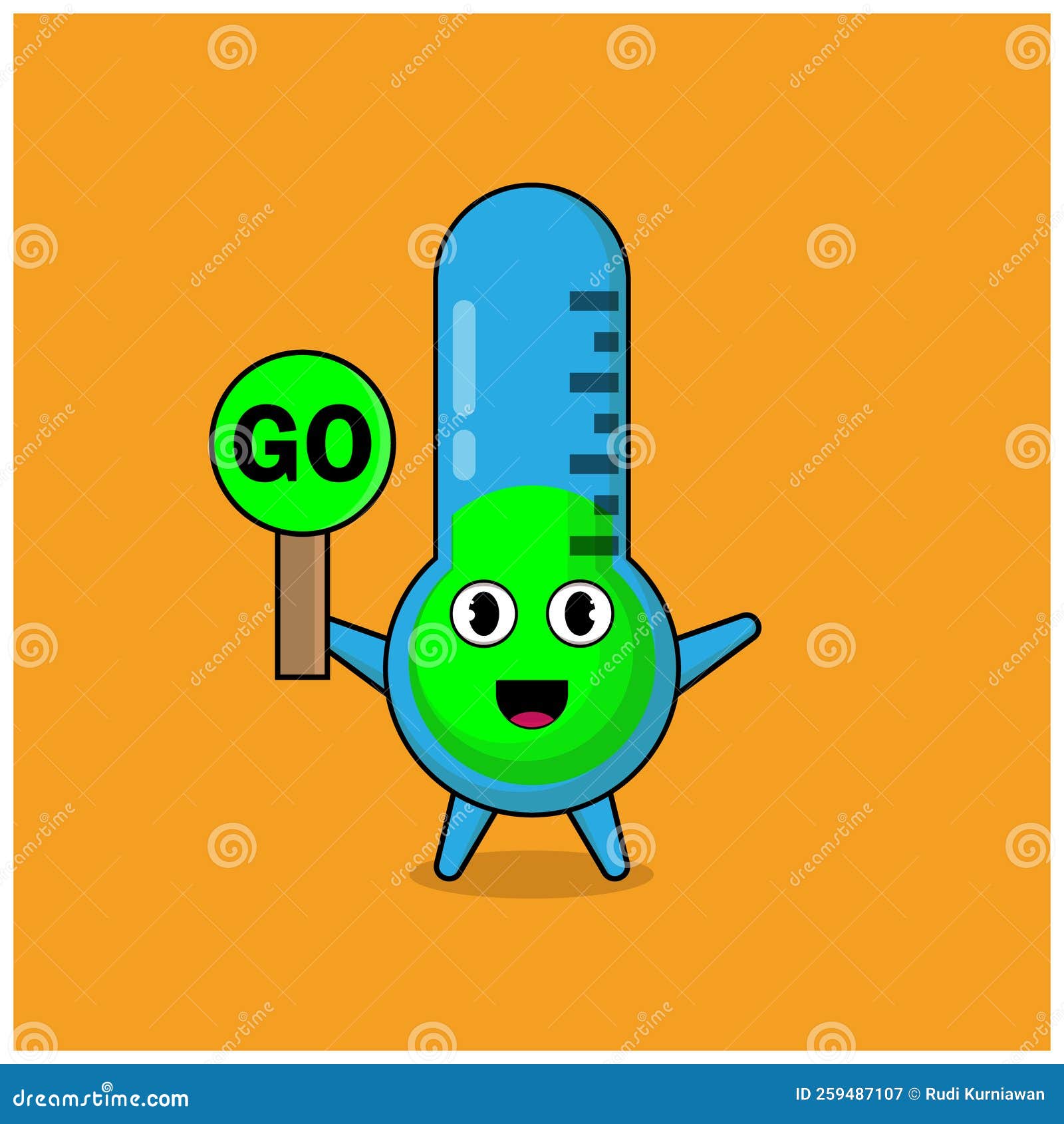 Vector Illustration of a Thermometer Character with Its Unique ...