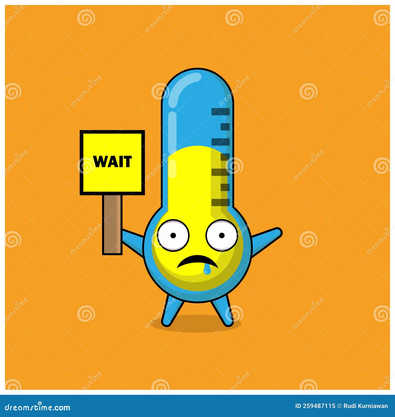 Vector Illustration of a Thermometer Character with Its Unique ...