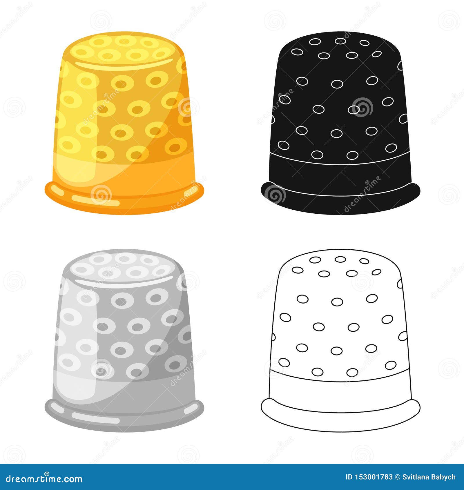 Vector Design of Thimble and Etching Icon. Collection of Thimble and ...