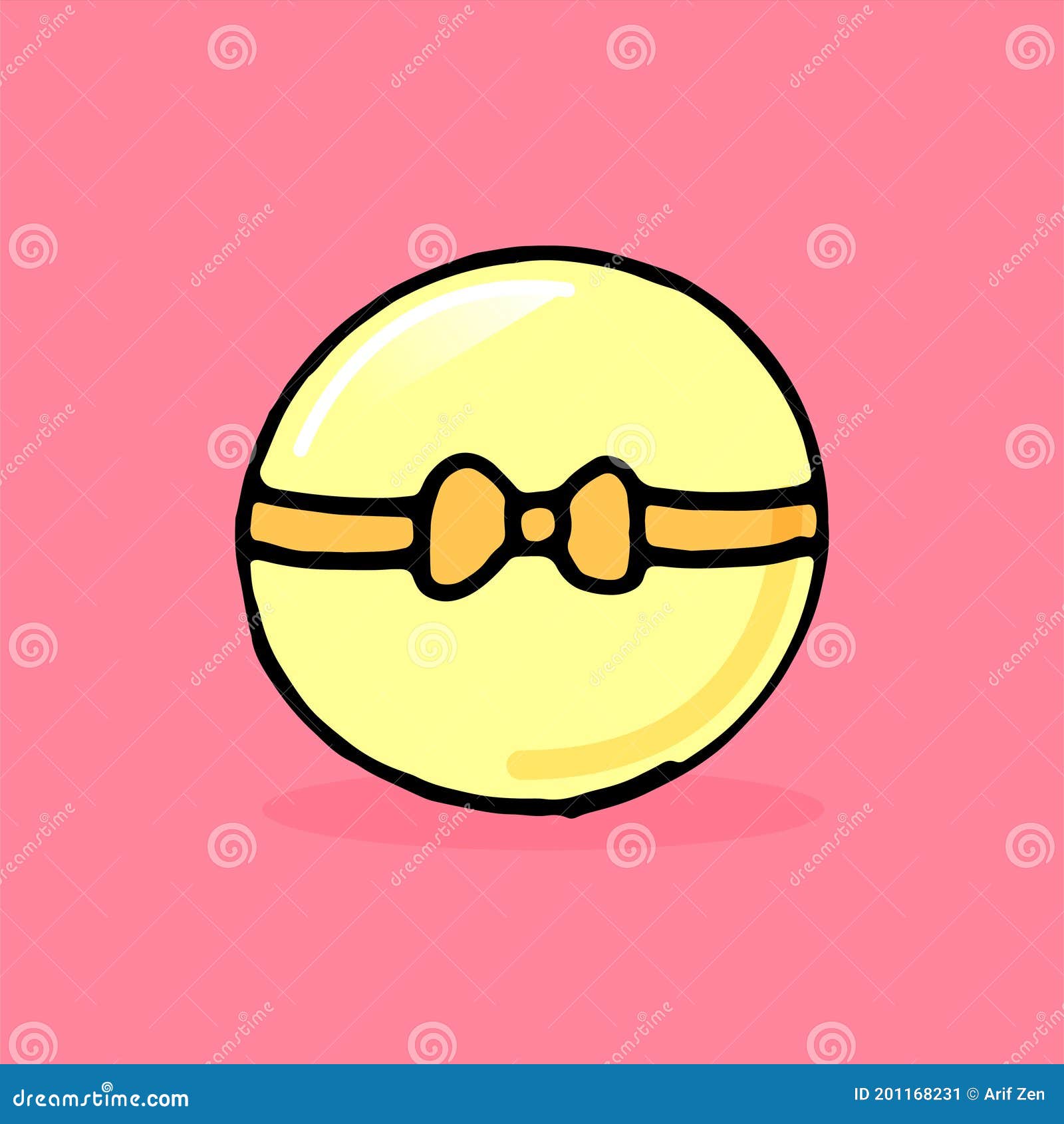 Vector Illustration of Thin Black Outline Powder Puff Isolated on Pink ...