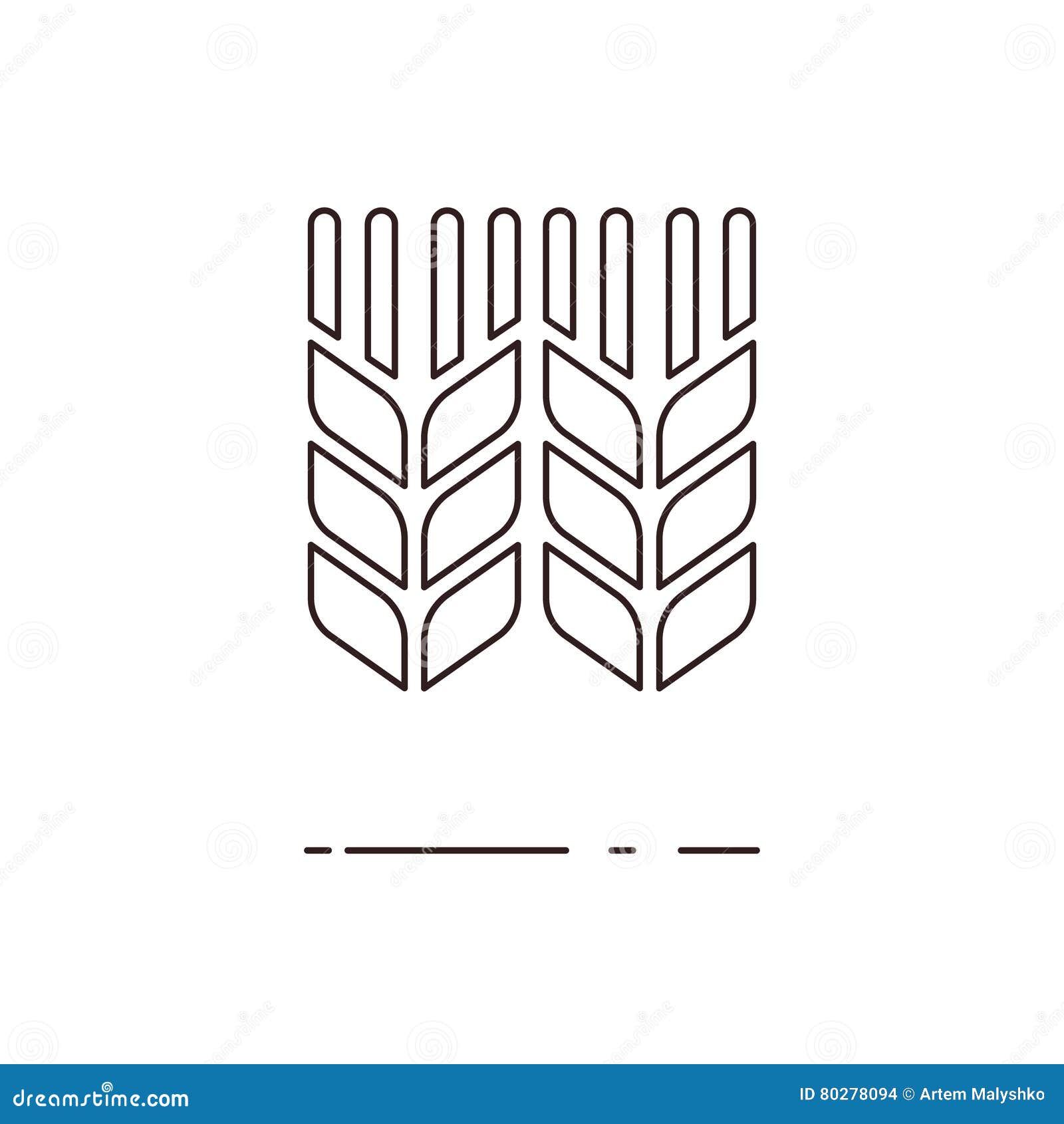 Vector Illustration of Thin Line Wheat Icon on White Background Stock ...