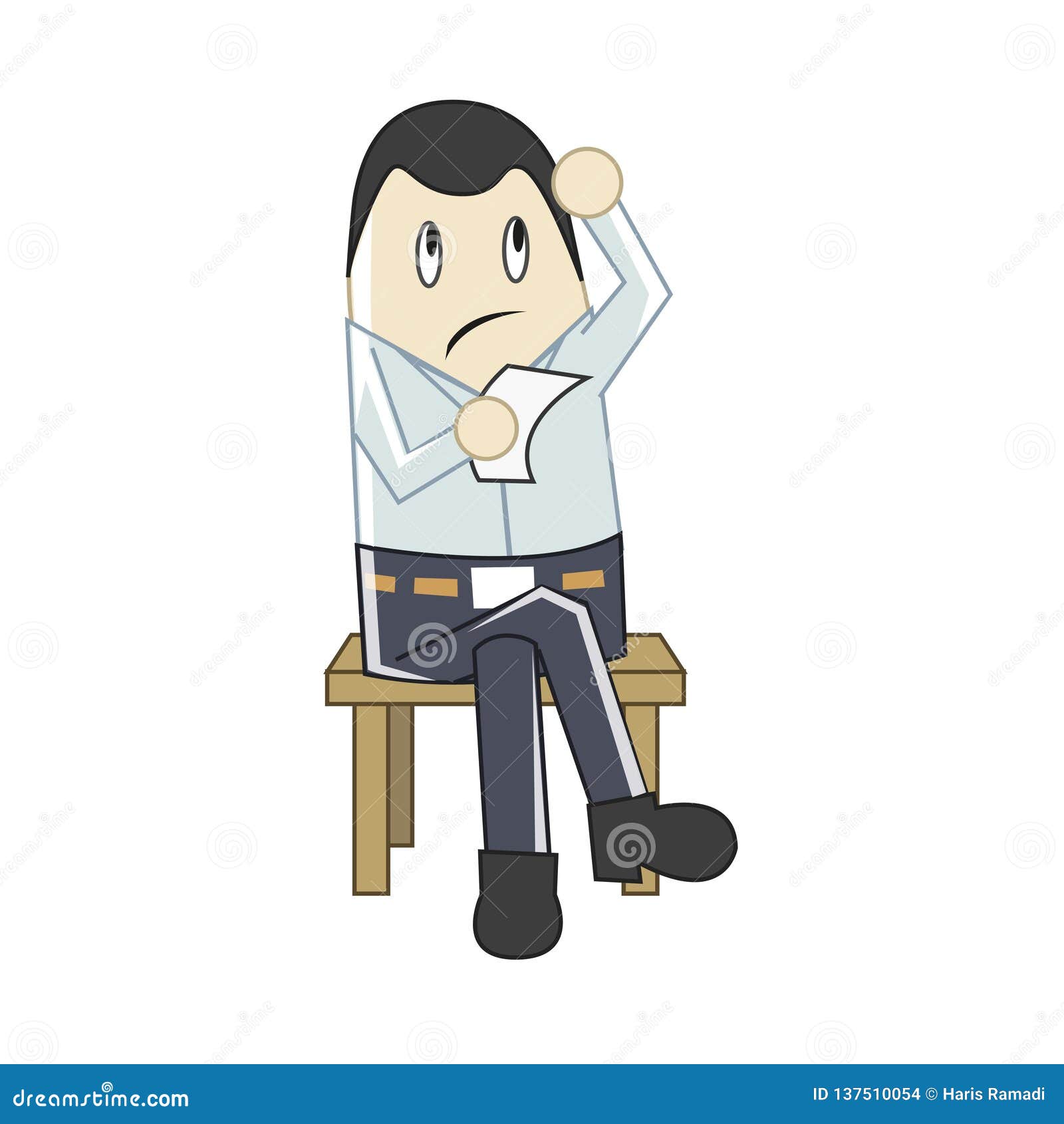 Vector Illustration of Thinking about His Work Stock Vector ...