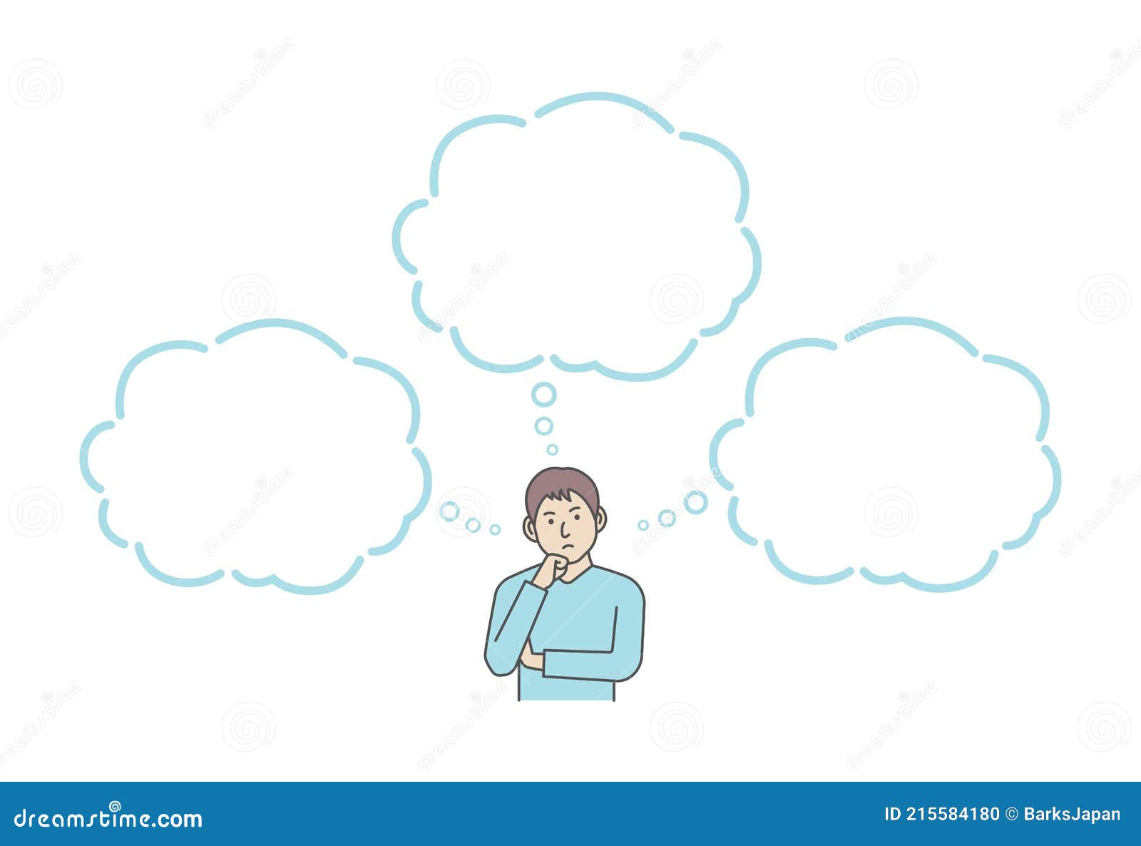 Vector Illustration of a Thinking Man with Speech Bubbles Stock Vector ...