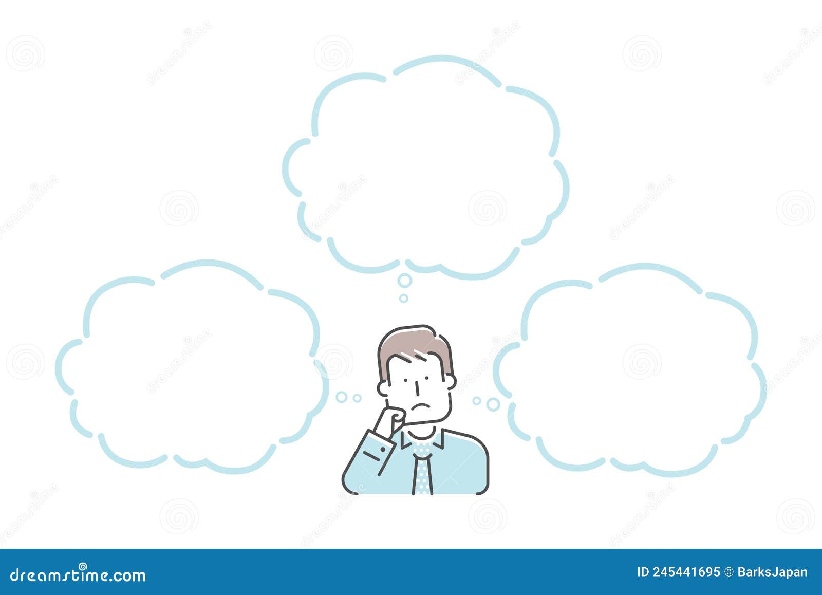 Vector Illustration of a Thinking Man with Speech Bubbles Stock Vector ...