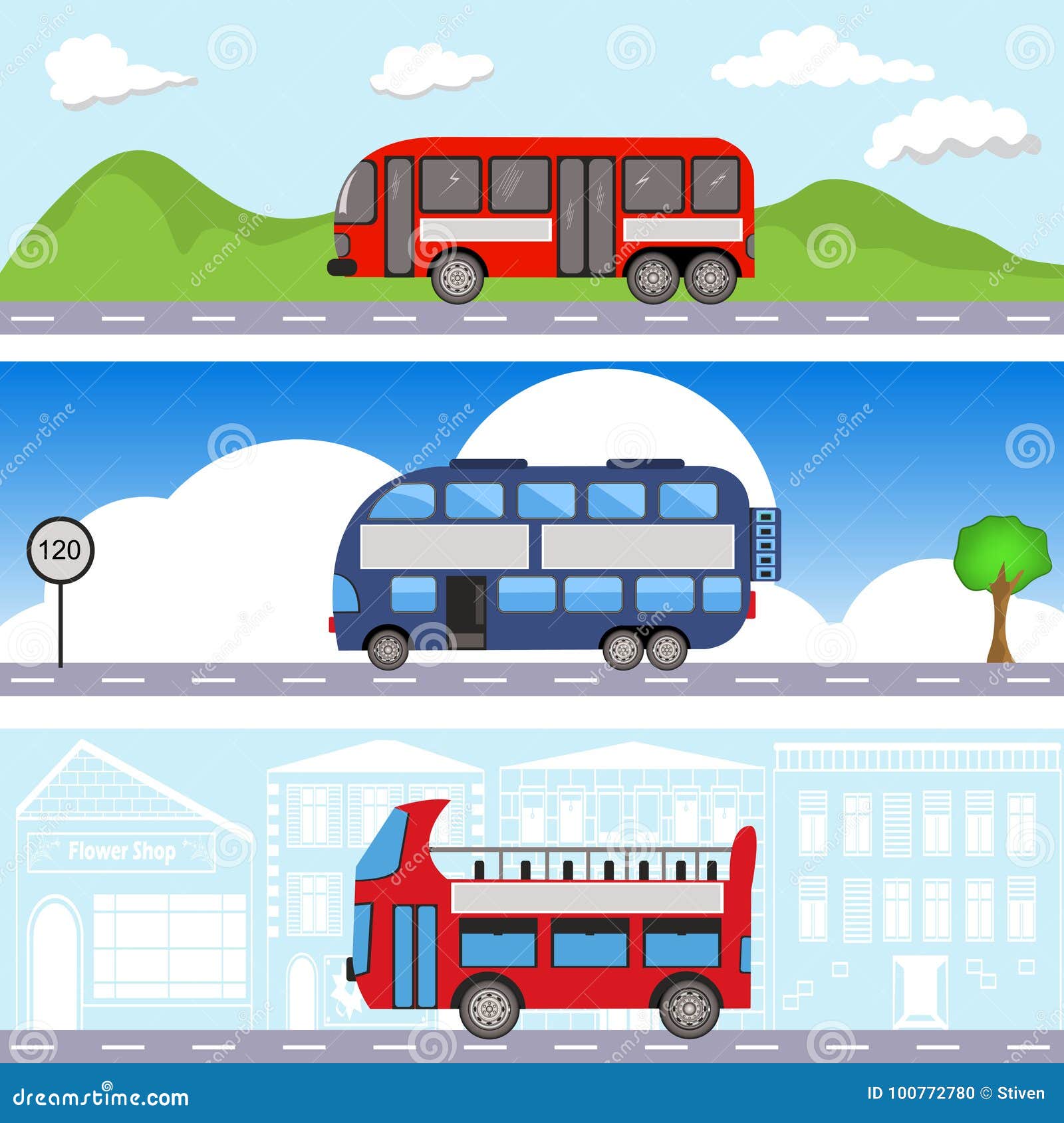 Bus transport banners stock vector. Illustration of transport - 100772780