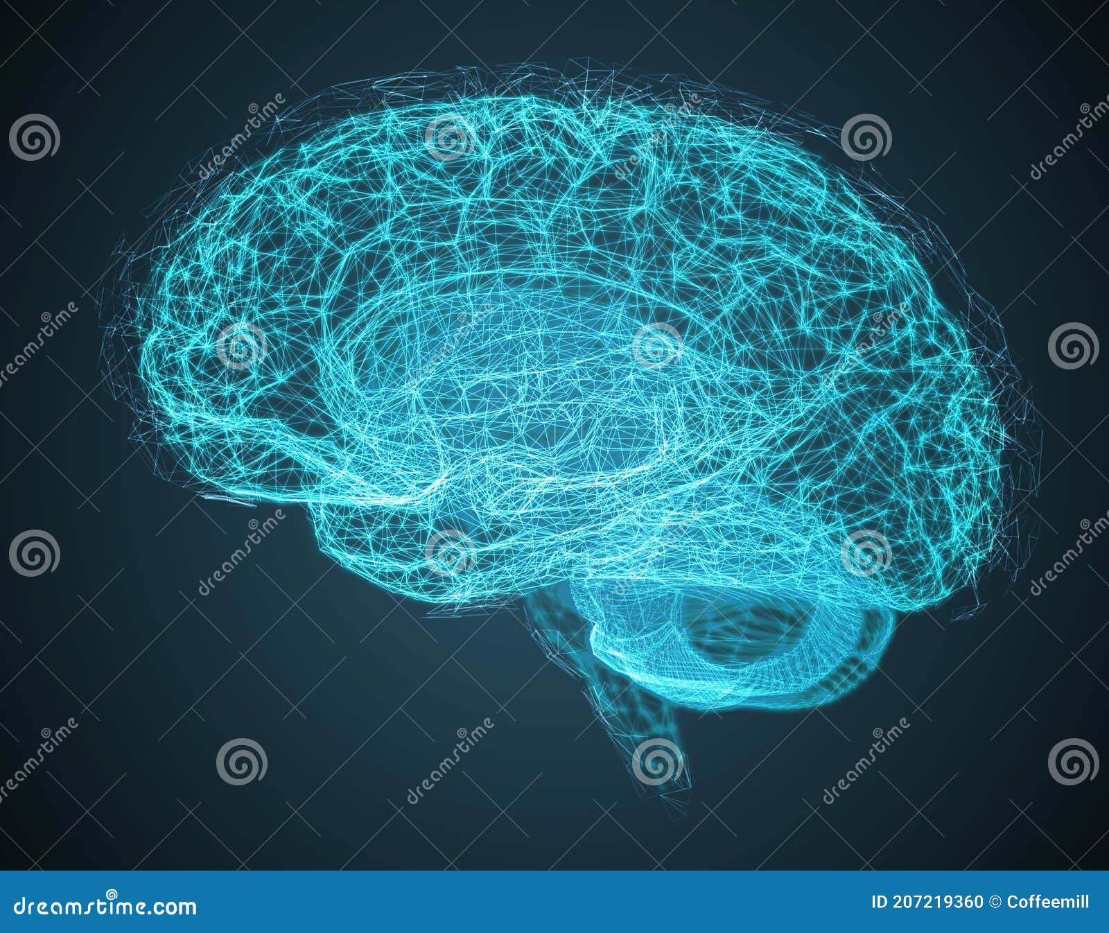 Three-dimensional Brain on a Dark Background Stock Vector ...