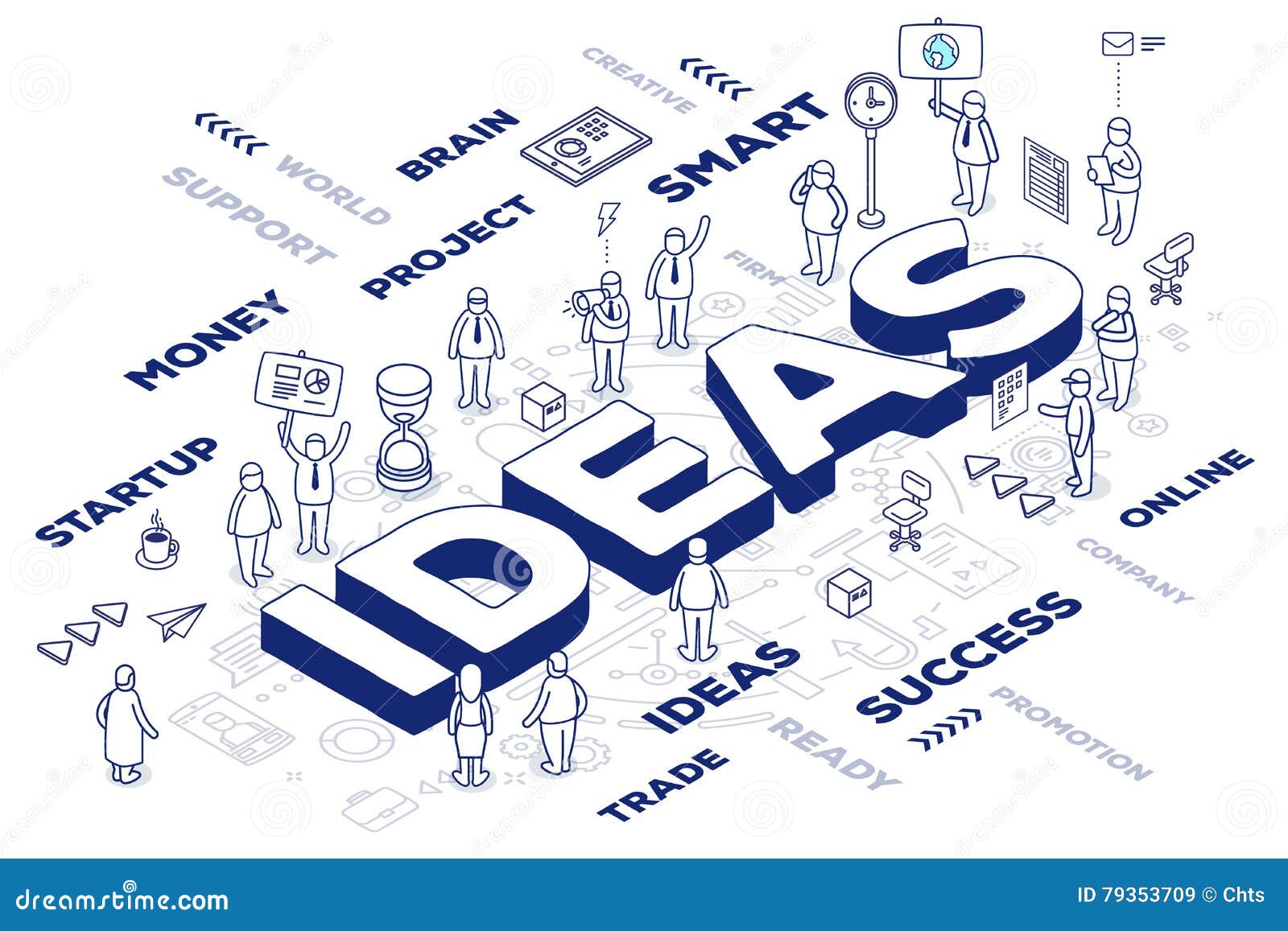 Vector Illustration of Three Dimensional Word Ideas with People Stock ...