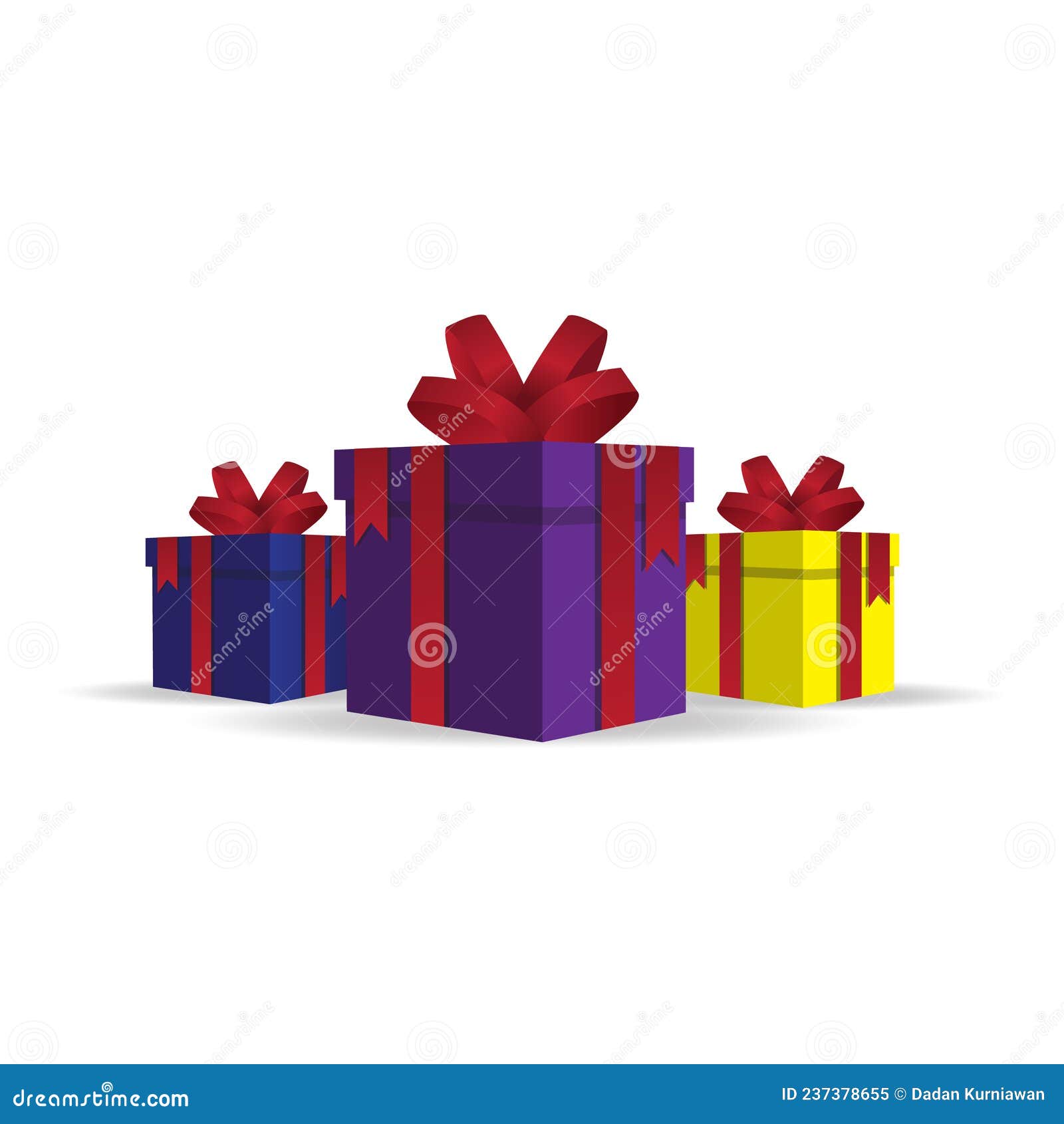 Vector Illustration of Three Gift Boxes with Different Color Stock ...