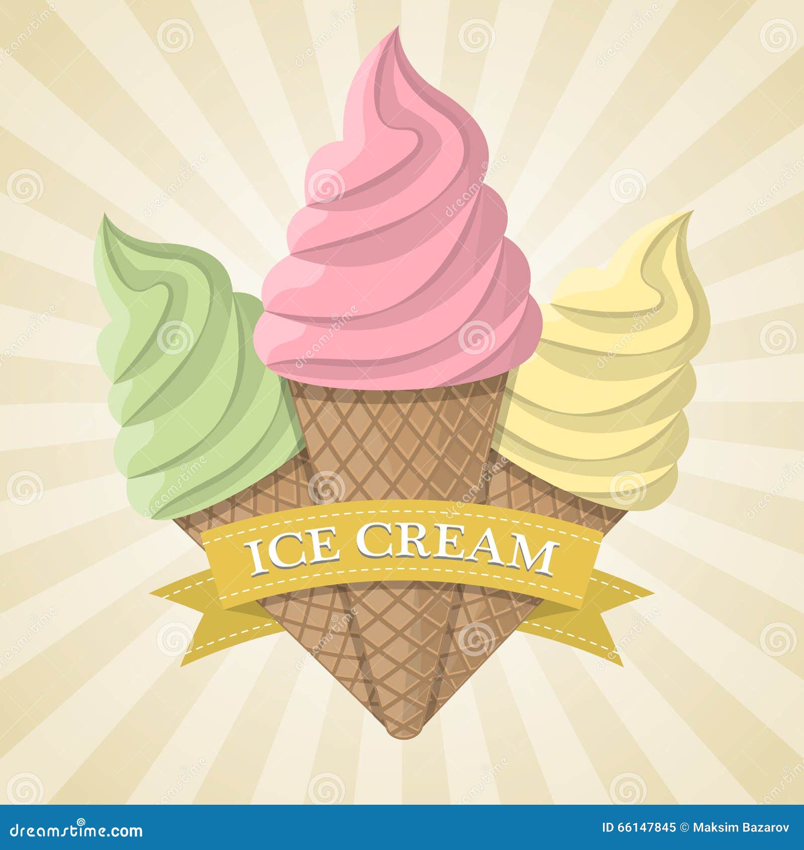 Vector Illustration of Three Ice Cream Stock Vector - Illustration of ...