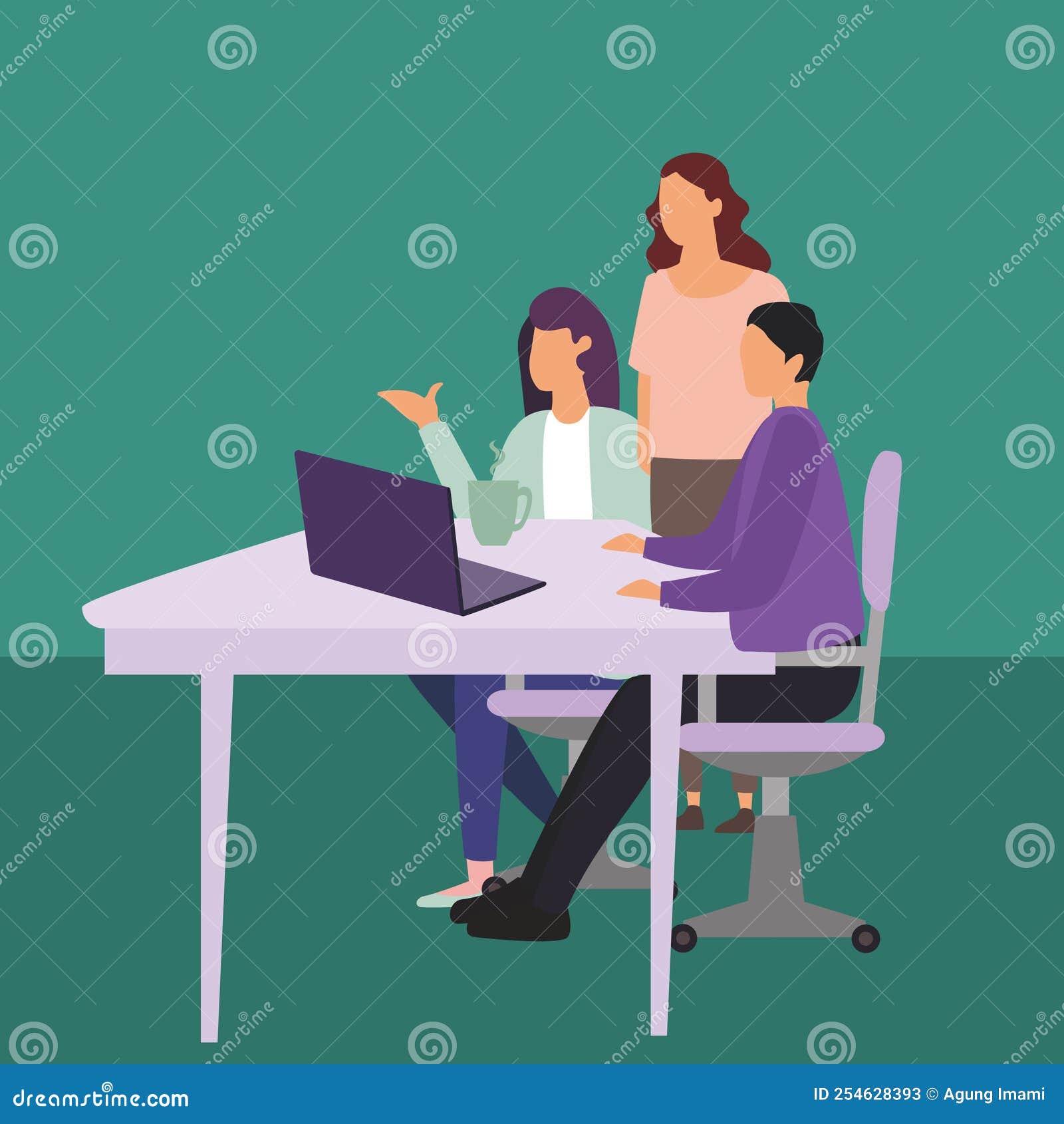 Vector Illustration about Three Managers Discussing a Problematic ...