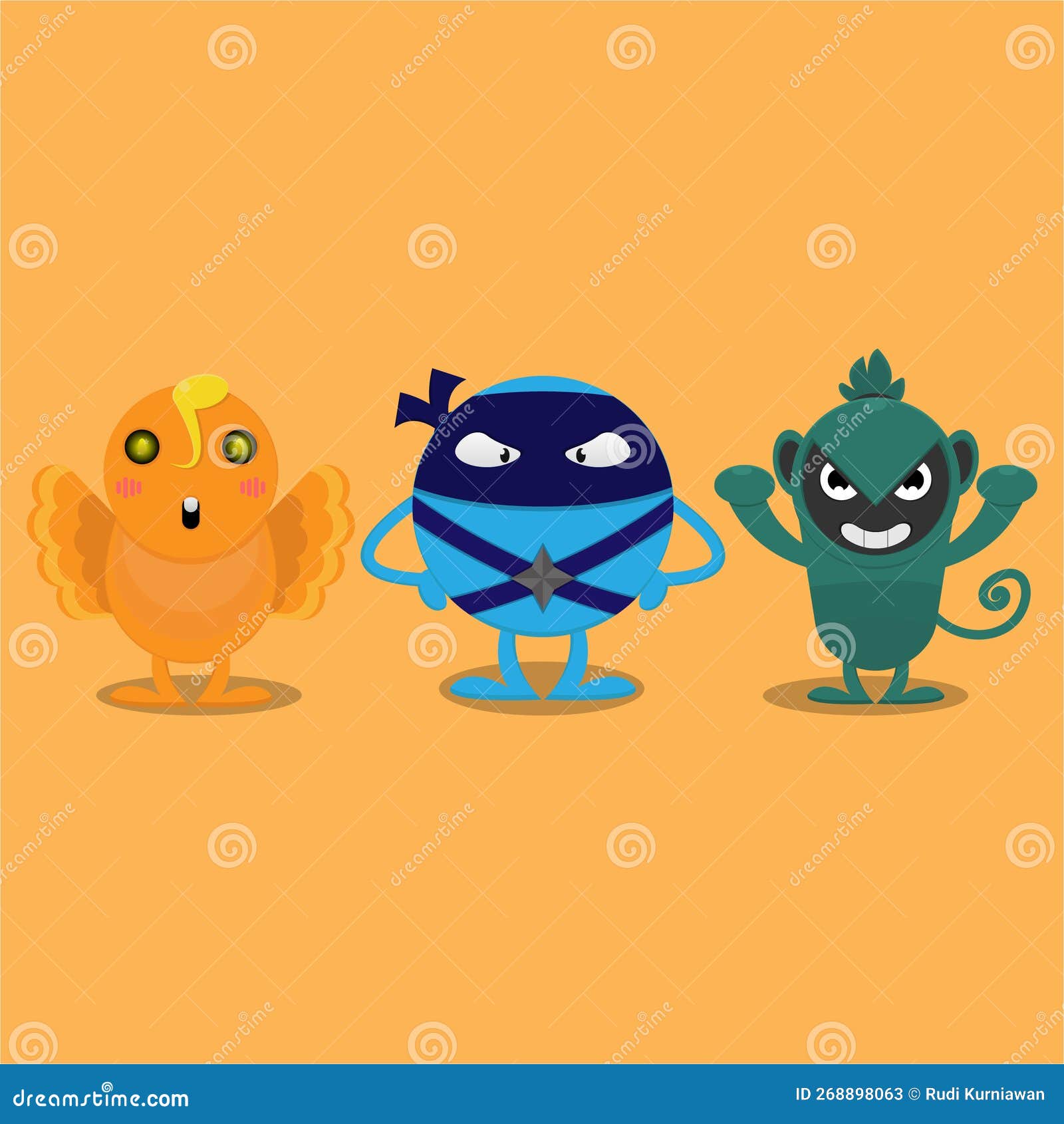 Vector Illustration of Three Monsters with Different Shapes. Stock ...