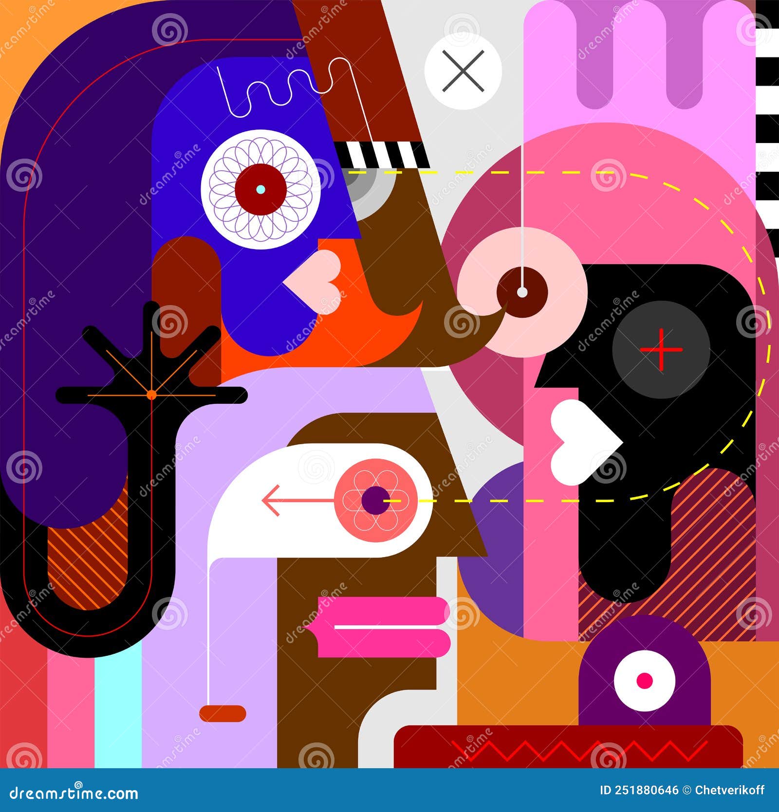 Three People Vector Illustration Stock Vector - Illustration of looking ...