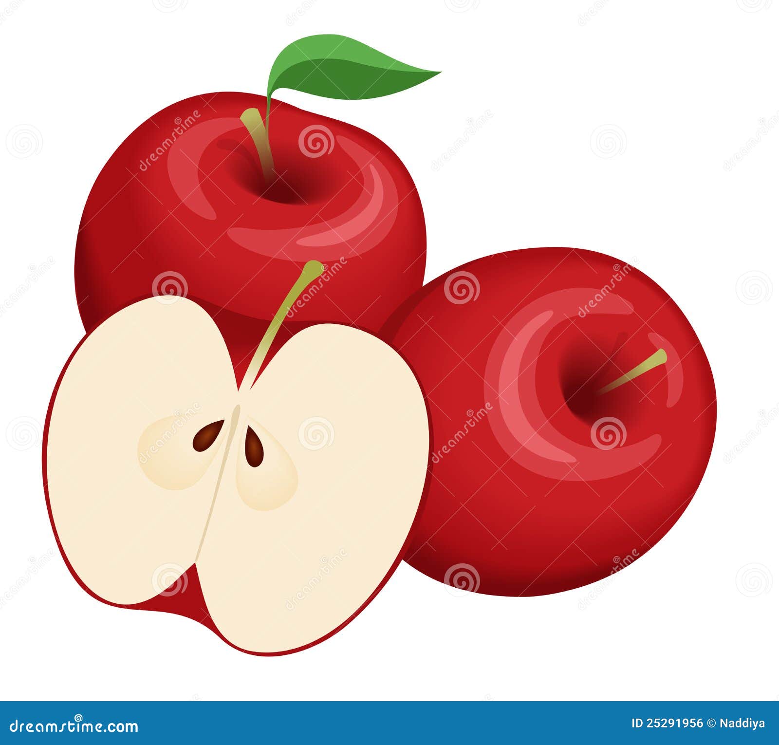 Vector Illustration of Three Red Apples Stock Vector - Illustration of ...