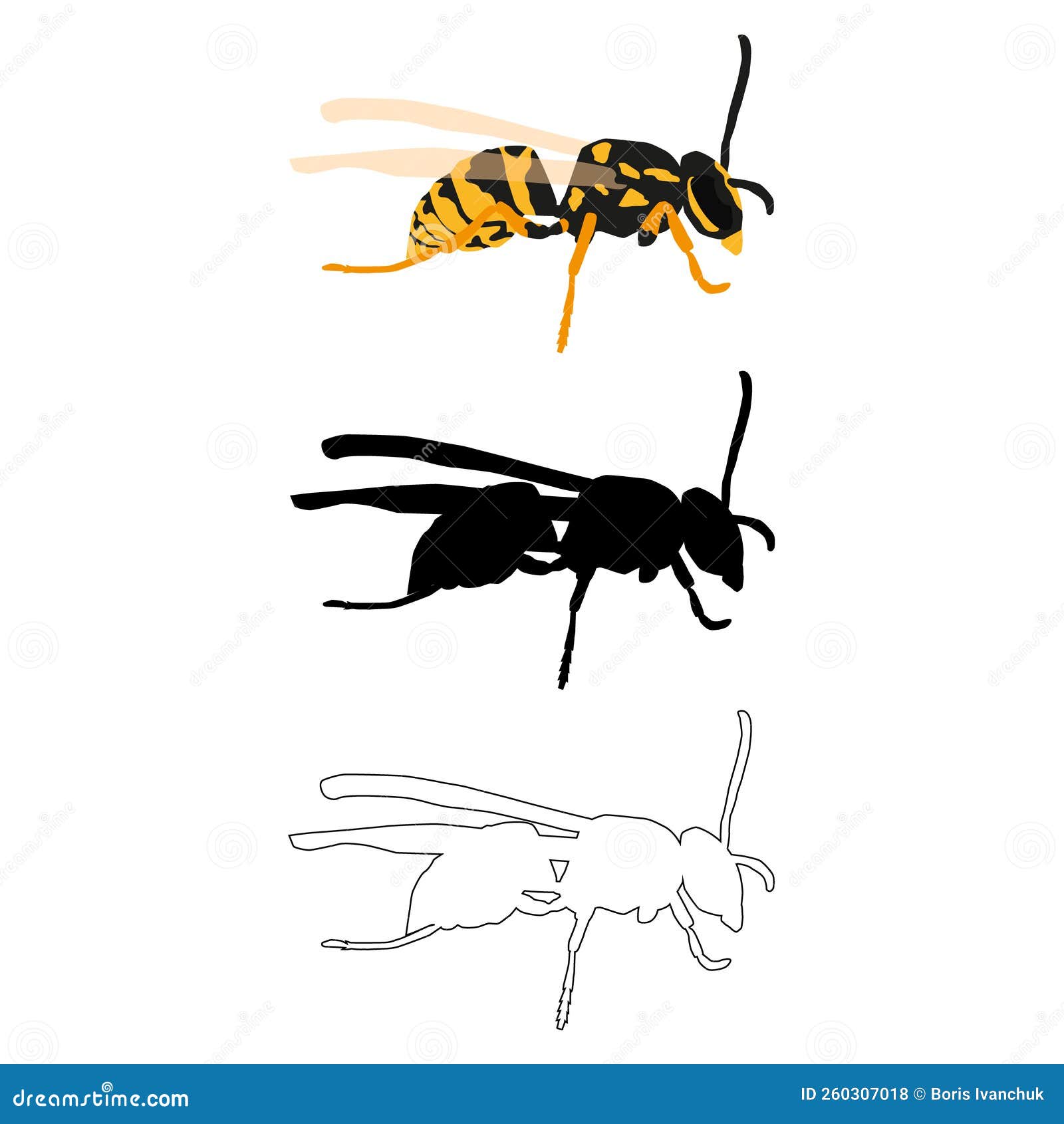 Vector Illustration in Three Styles Outline, Silhouette, Flat Design ...