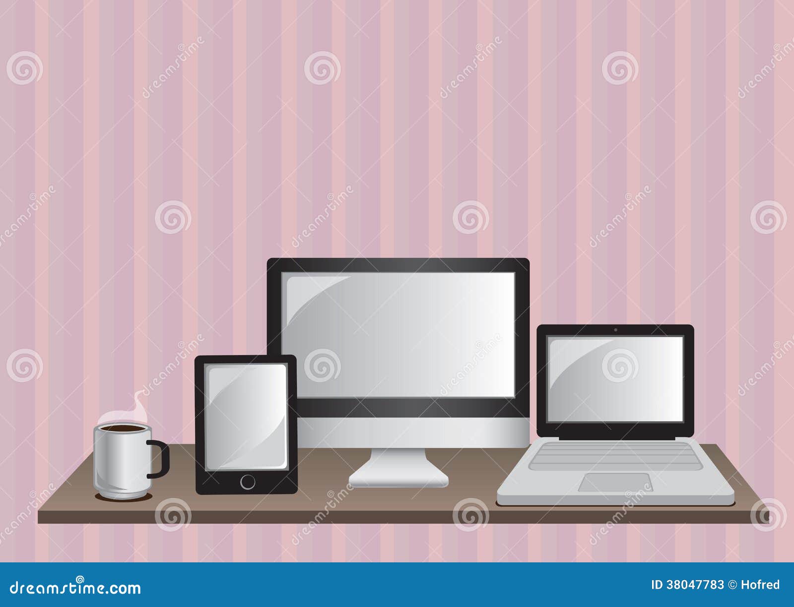 Vector Illustration of Three Technology Items Stock Vector ...