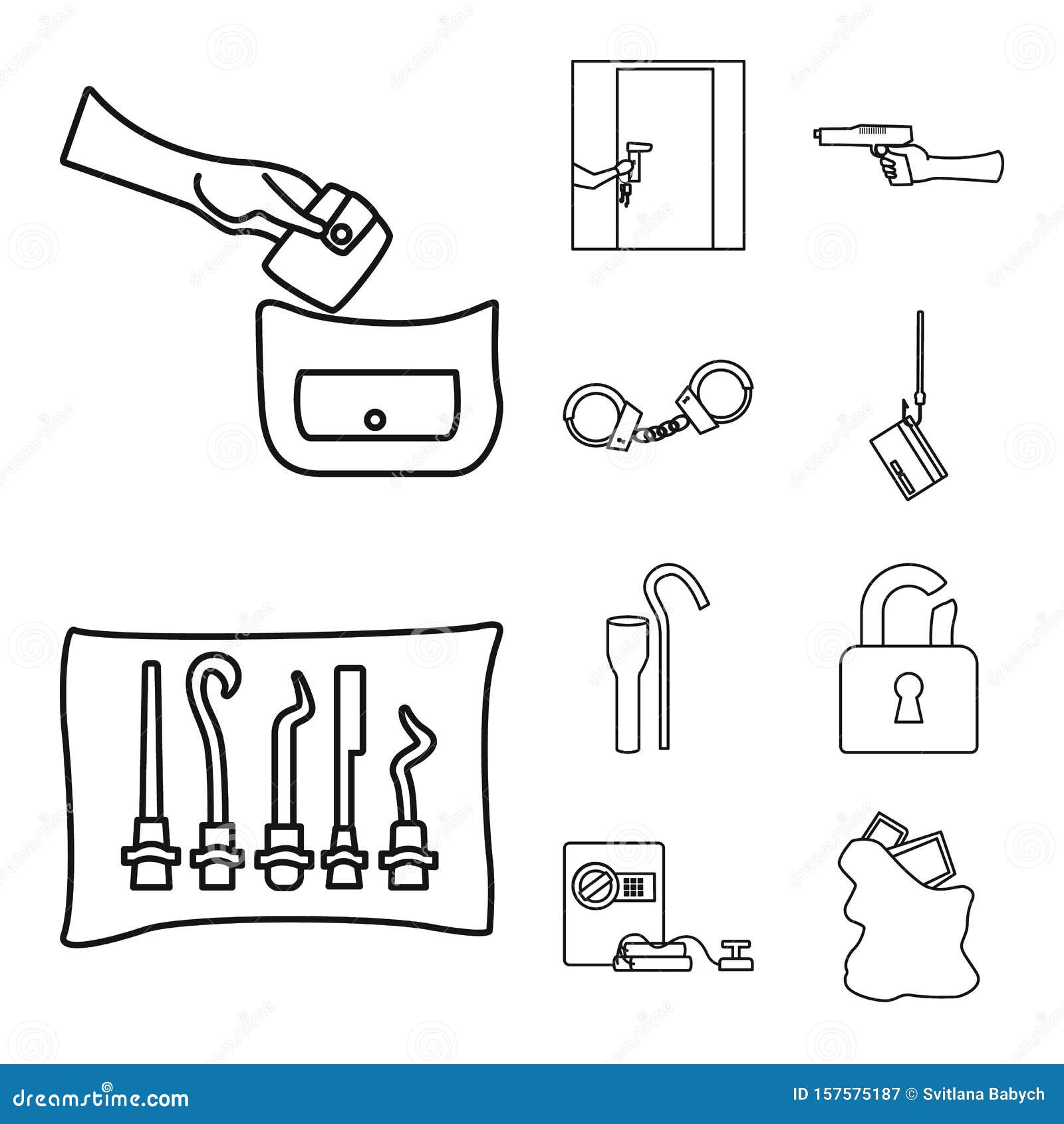 Vector Illustration of Thug and Robbery Icon. Collection of Thug and ...