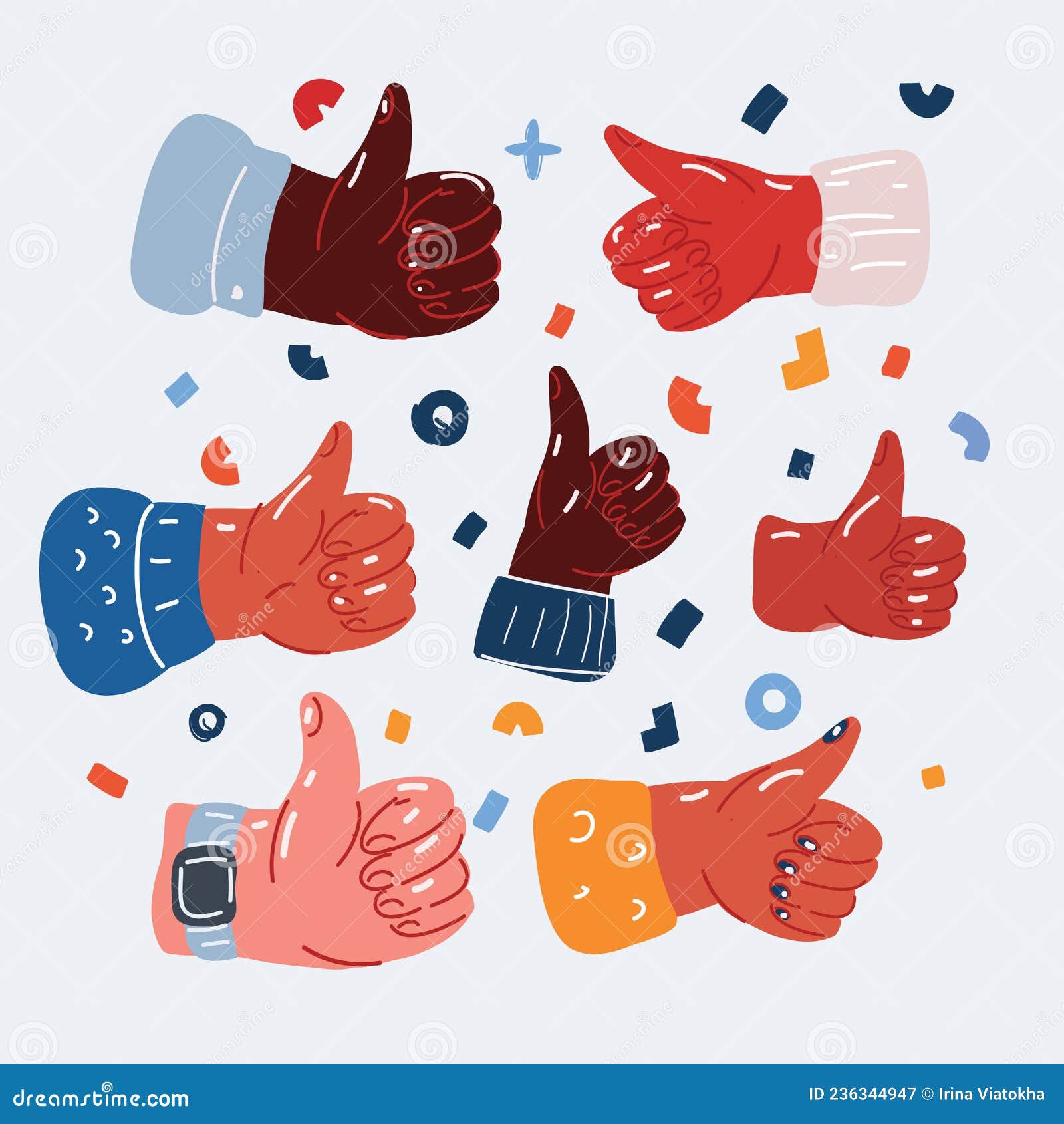 Vector Illustration of Vector Thumbs Up Set Stock Vector - Illustration ...