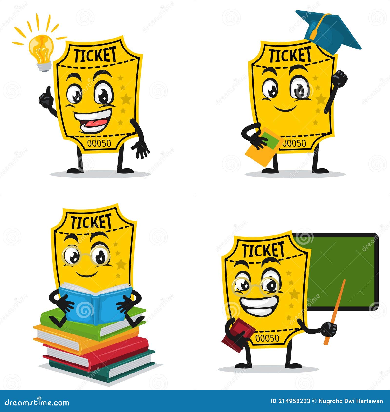 Vector Illustration of Ticket Mascot or Character Stock Image ...