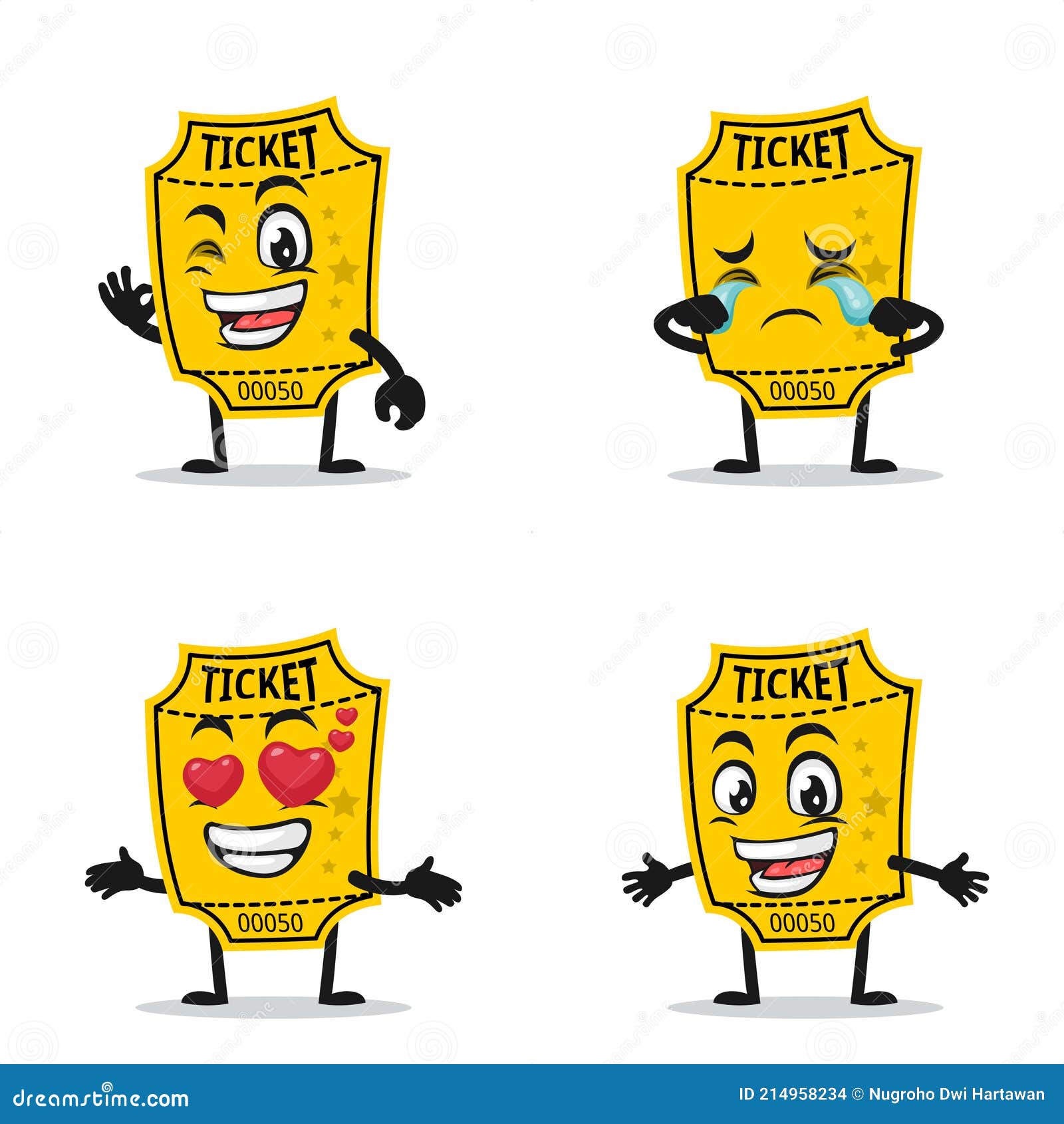 Vector Illustration of Ticket Mascot or Character Stock Photo ...