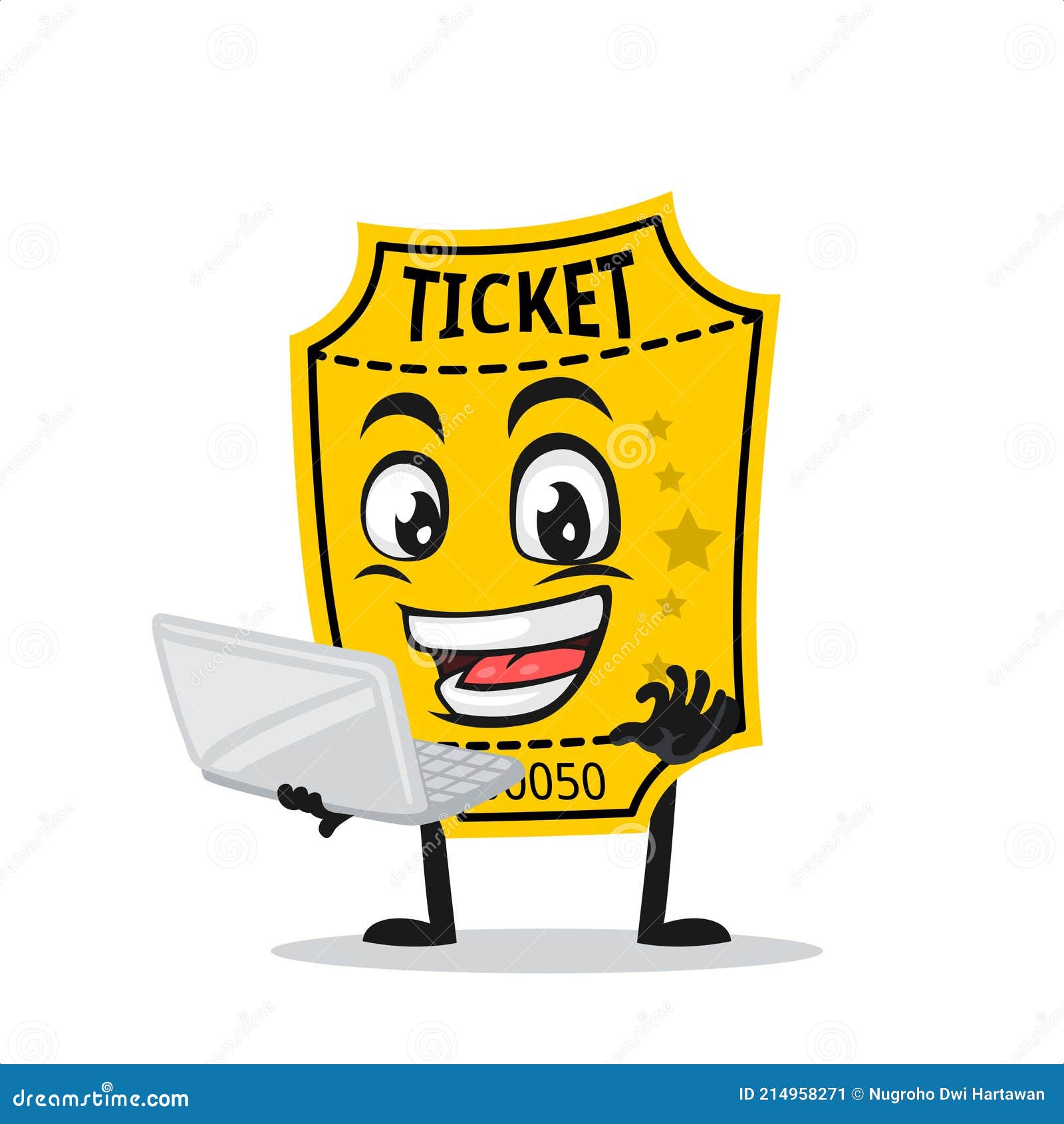 Vector Illustration of Ticket Mascot or Character Stock Image ...