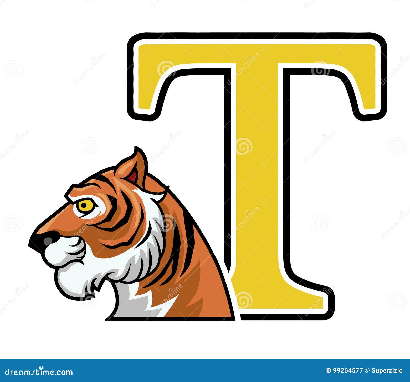 Tiger Initial stock vector. Illustration of label, initial - 99264577