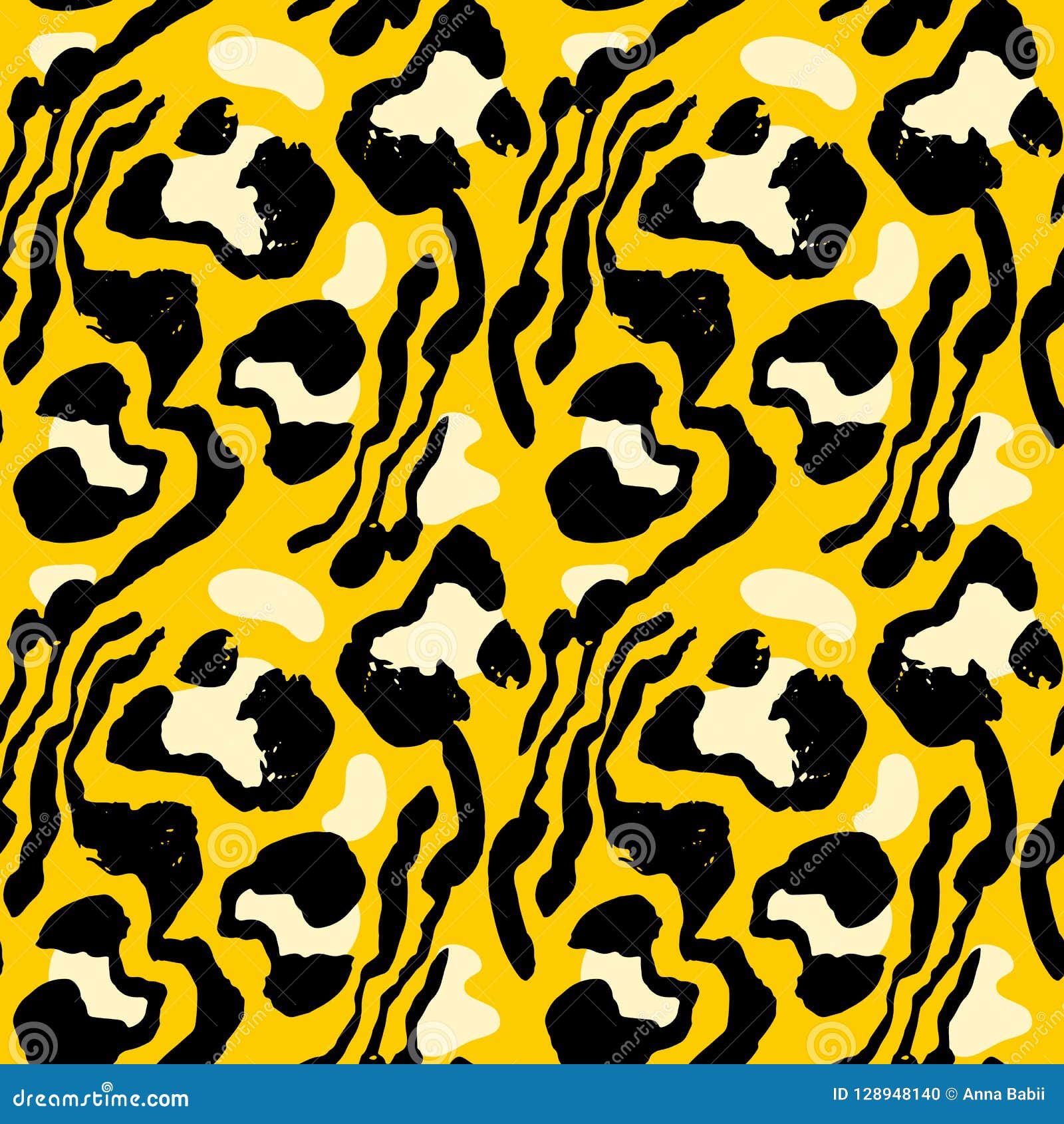 Vector Illustration Tiger Print Seamless Pattern. Orange and Yellow ...