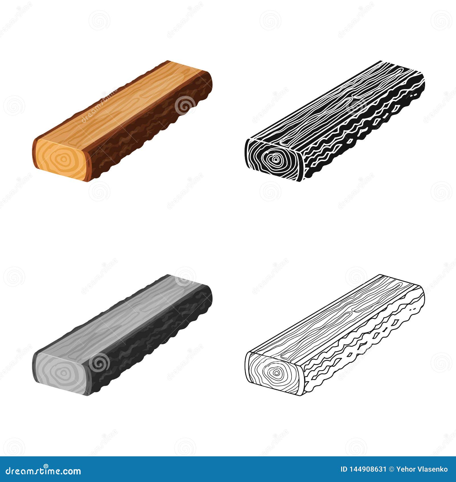 Vector Illustration of Timber and Deck Icon. Set of Timber and Lumber ...