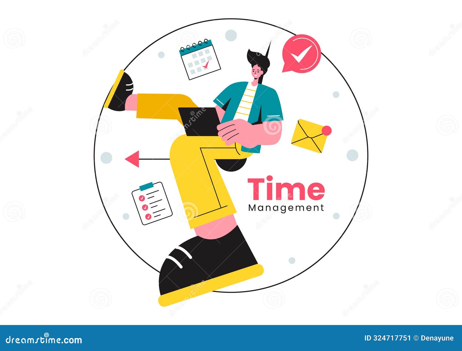 Vector Illustration of Time Management with Clock Controls and Task ...