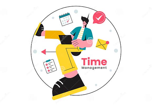 Vector Illustration of Time Management with Clock Controls and Task ...