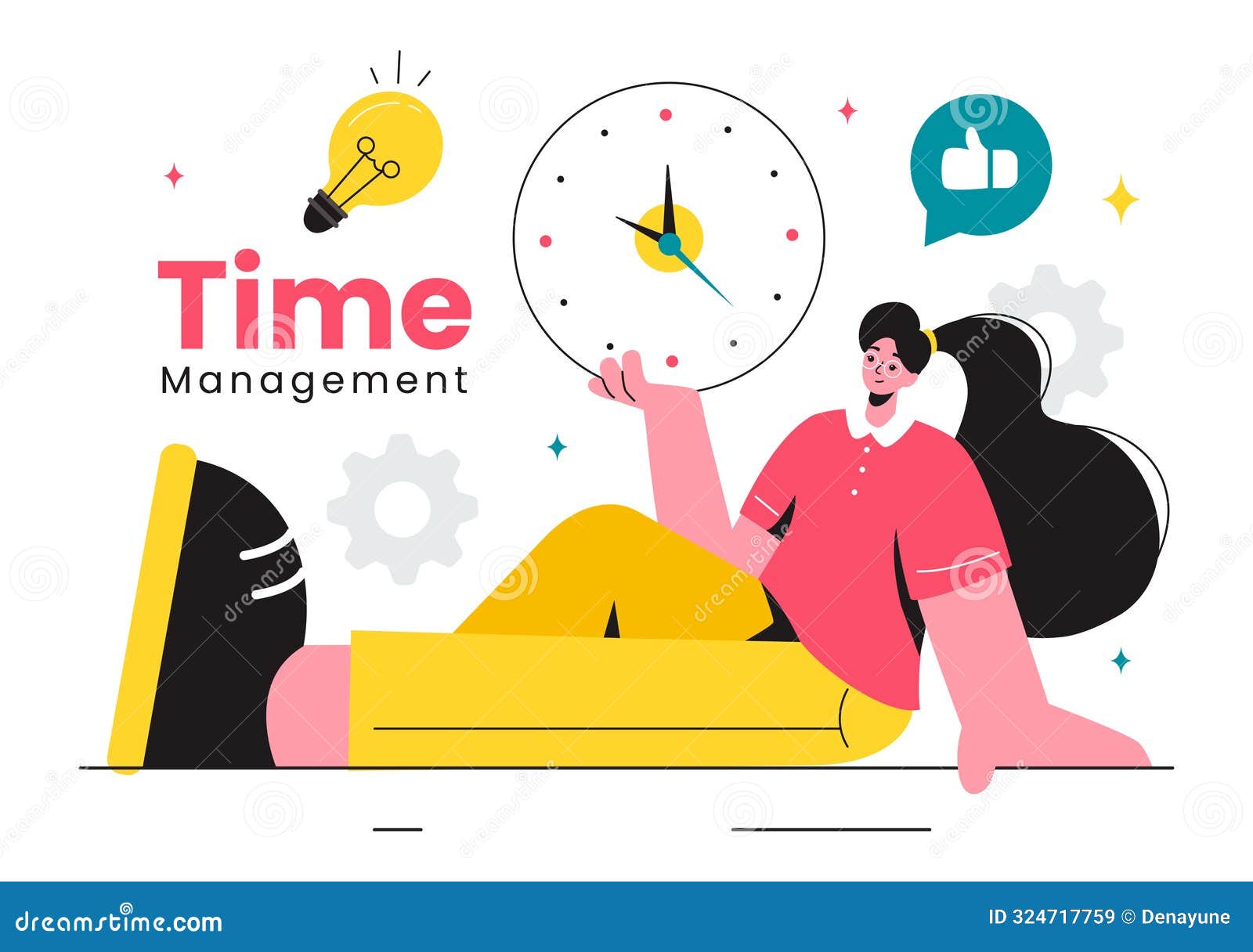 Vector Illustration of Time Management with Clock Controls and Task ...