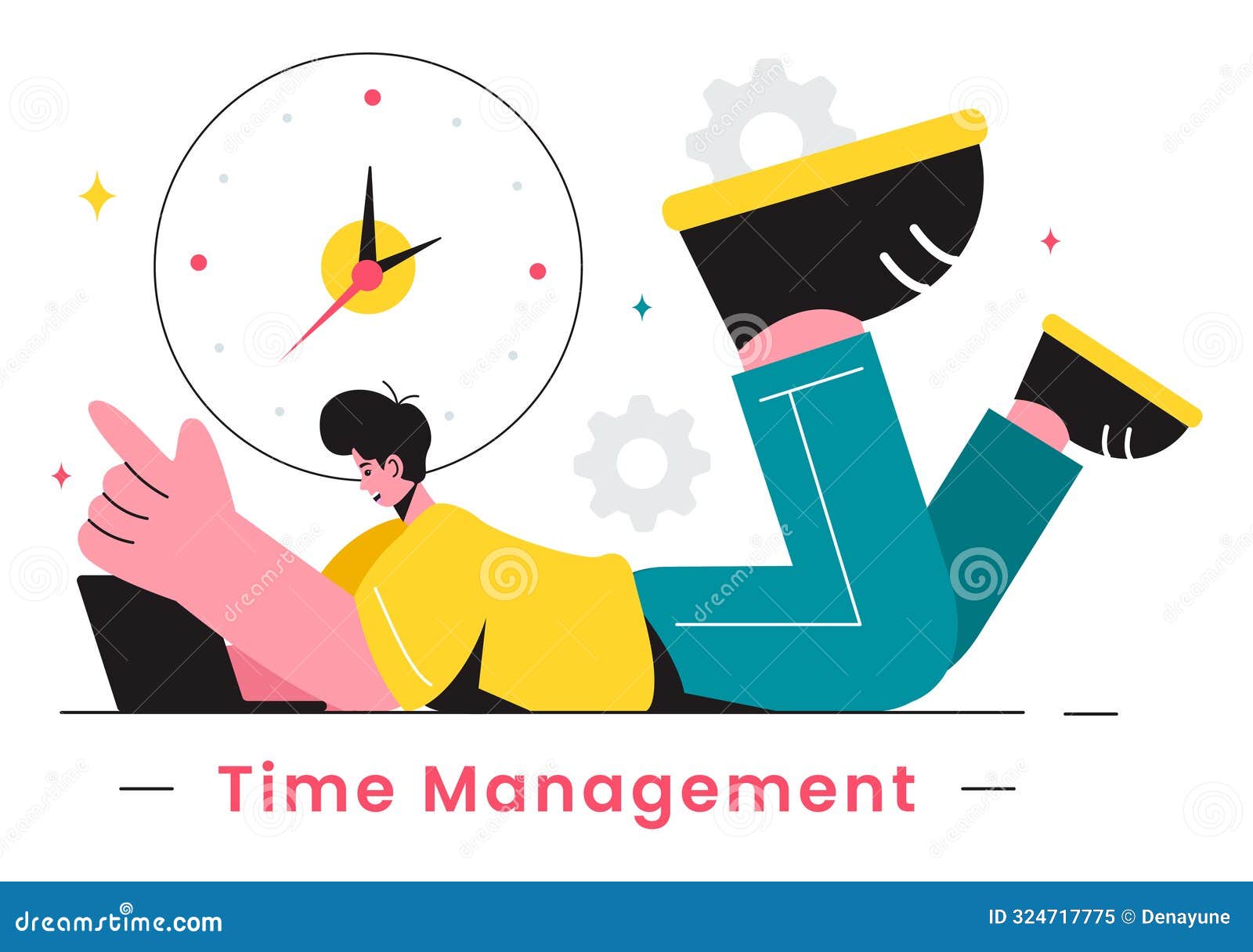 Vector Illustration of Time Management with Clock Controls and Task ...