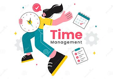Vector Illustration of Time Management with Clock Controls and Task ...