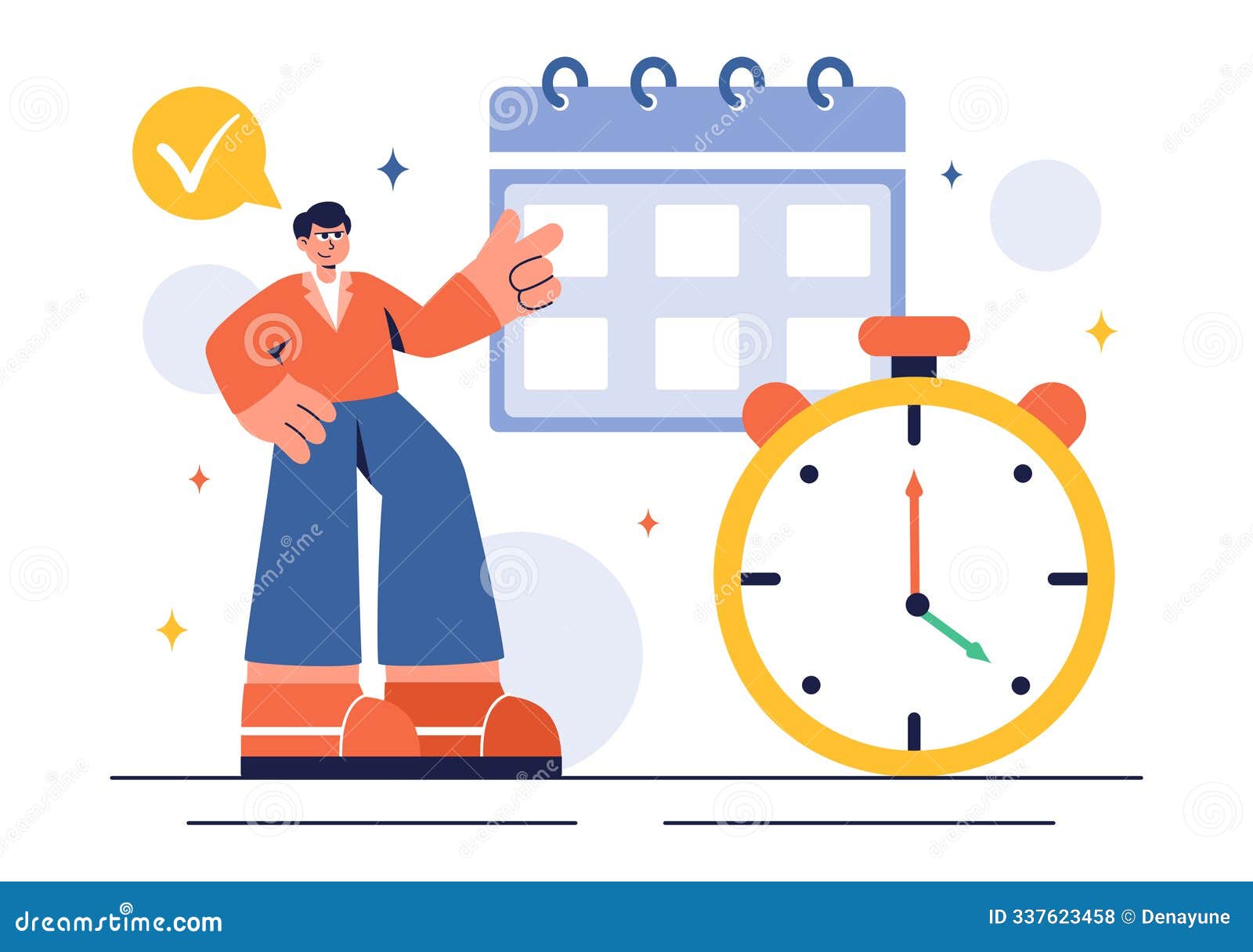 Vector Illustration of Time Management with Clock Settings, Task ...
