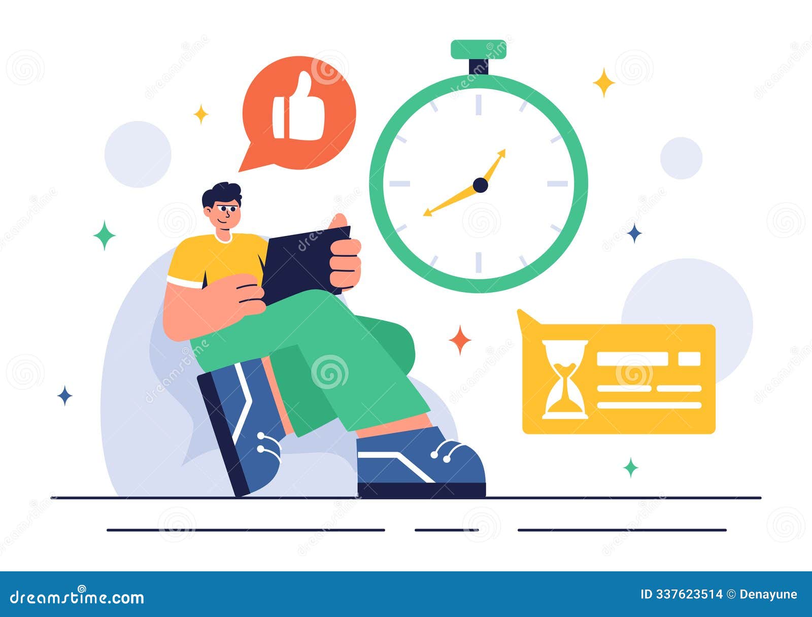Vector Illustration of Time Management with Clock Settings, Task ...