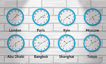 Vector Illustration of Time Zone Wall Clocks. Stock Vector ...