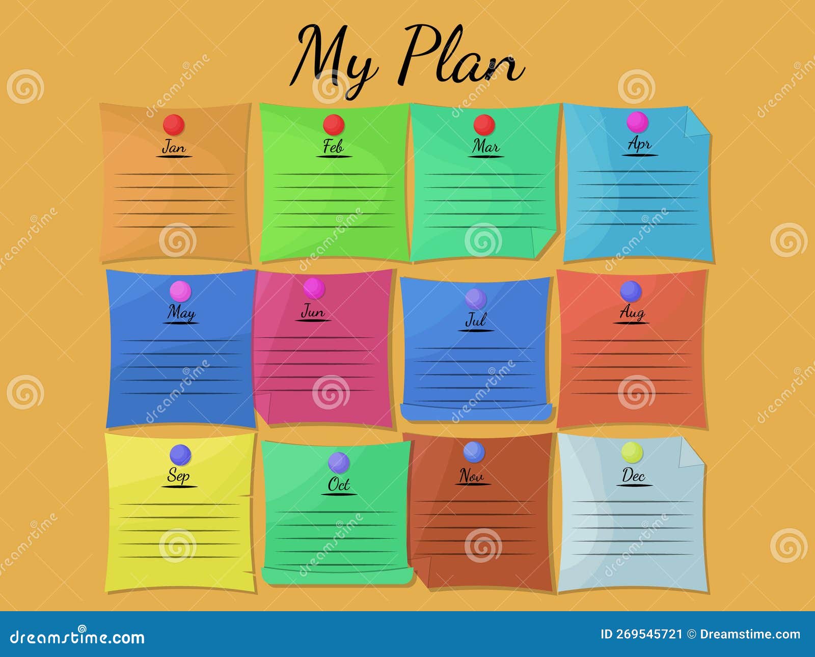 Vector Illustration of Timetable Paper in One Year Stock Vector ...