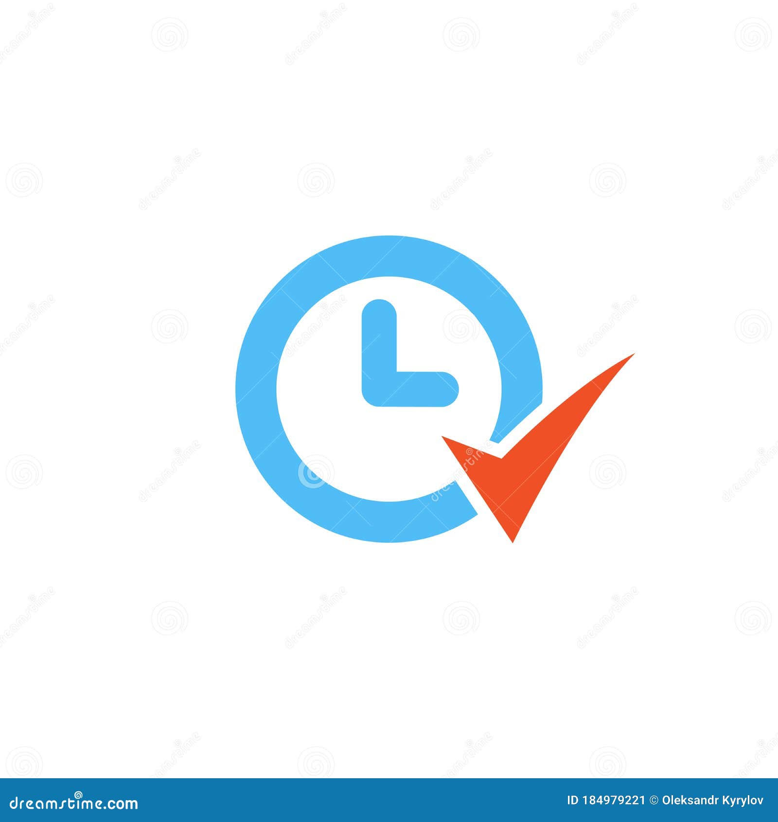 Vector Illustration of Timing Concept with Clock and Check Mark Icon ...