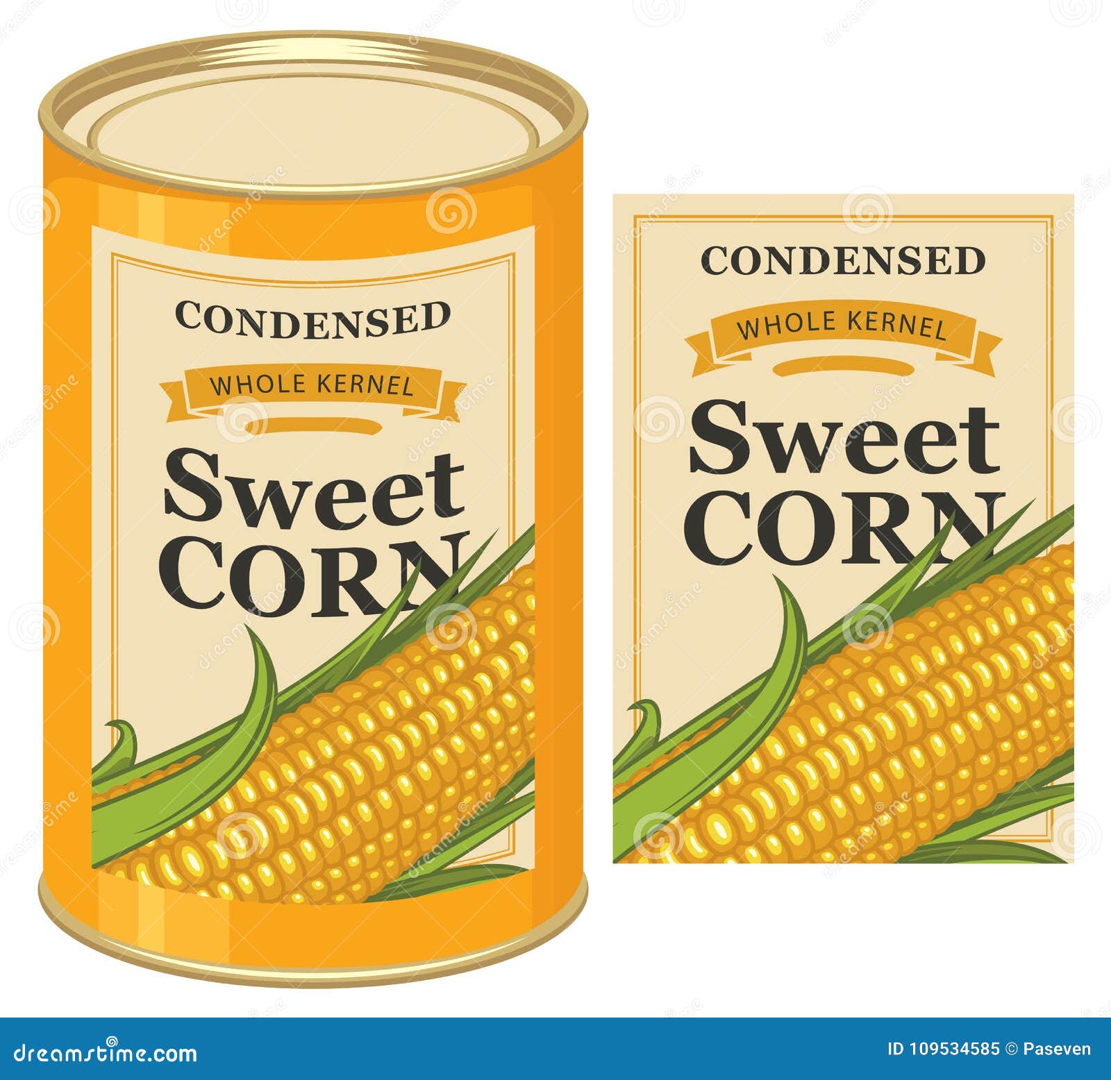 Tin Can Label For Canned Sweet Corn With The Cob Stock Vector Illustration Of Popcorn Diet
