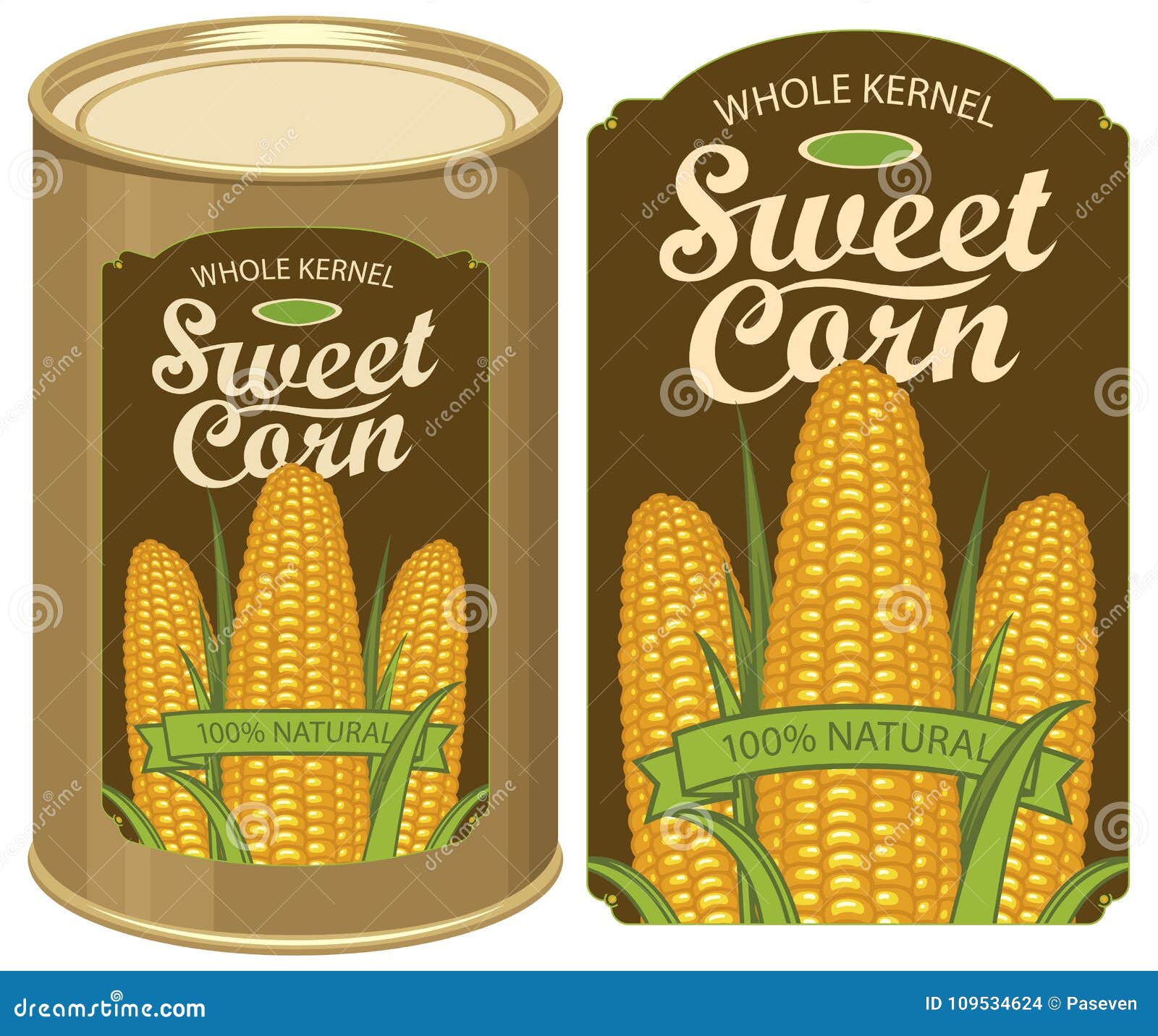 Tin Can Label For Canned Sweet Corn With The Cobs Vector Illustration ...