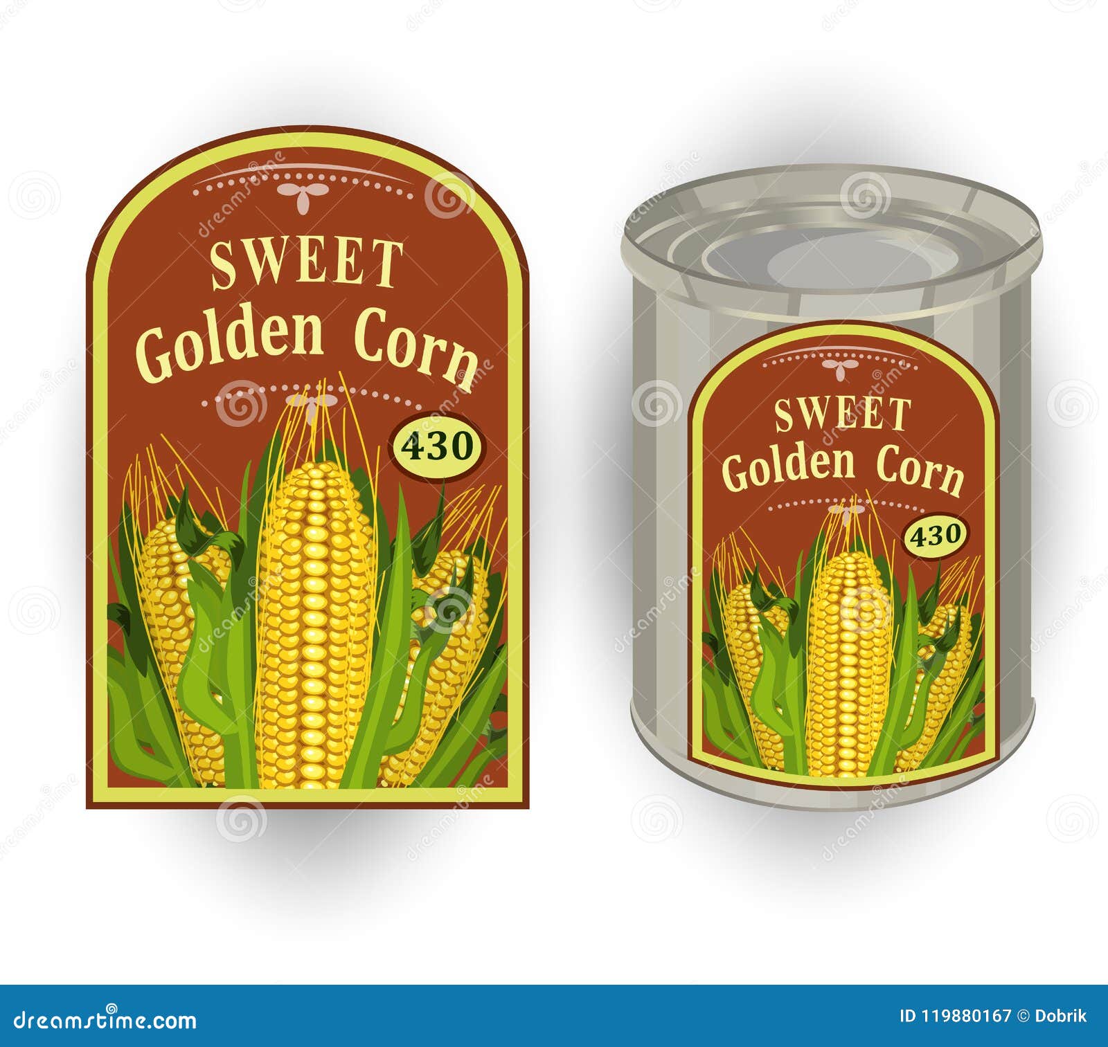 Vector Illustration of Tin Can with a Label for Canned Sweet Corn with ...
