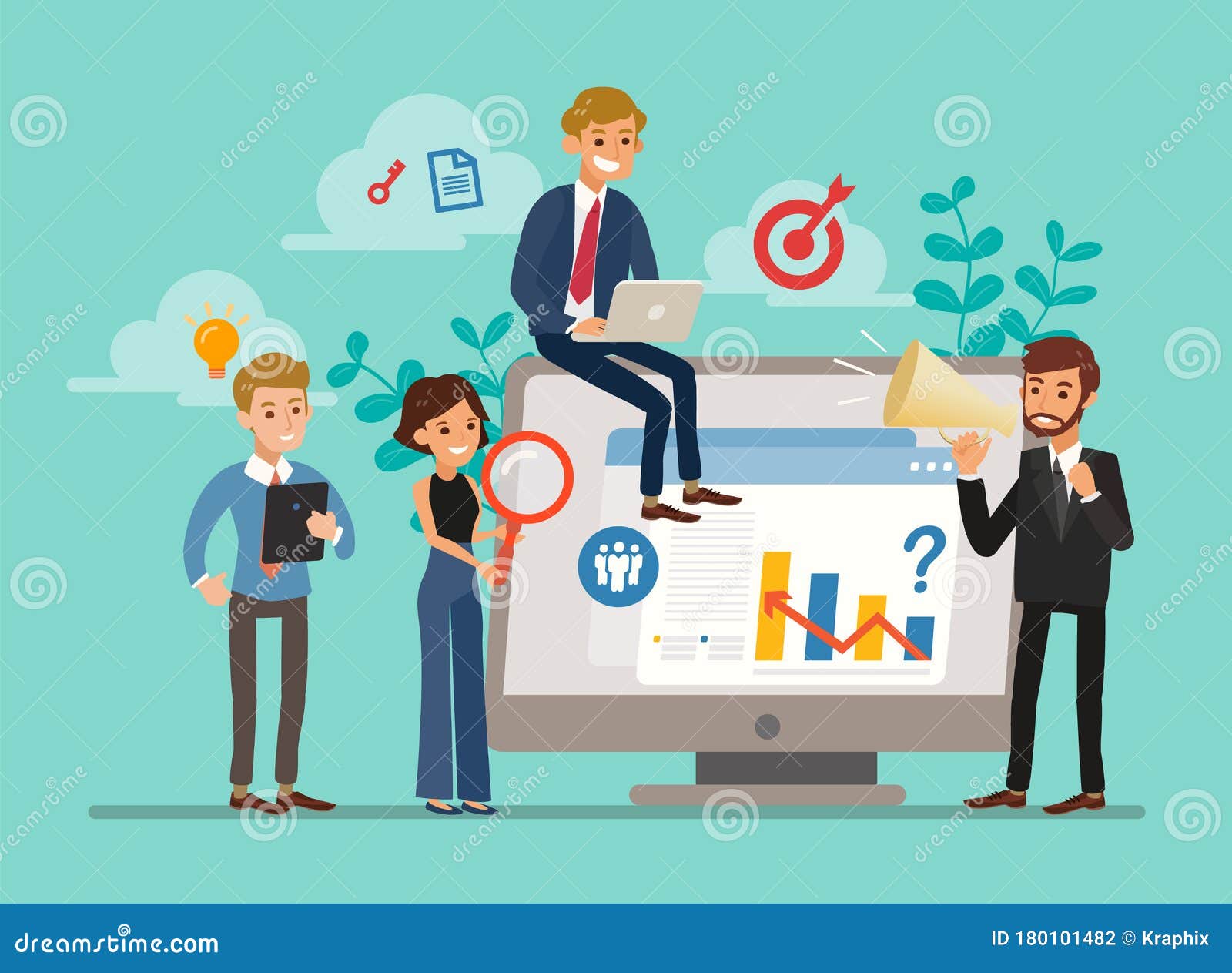 Vector Illustration of Tiny Characters Business Analysts or Auditors ...