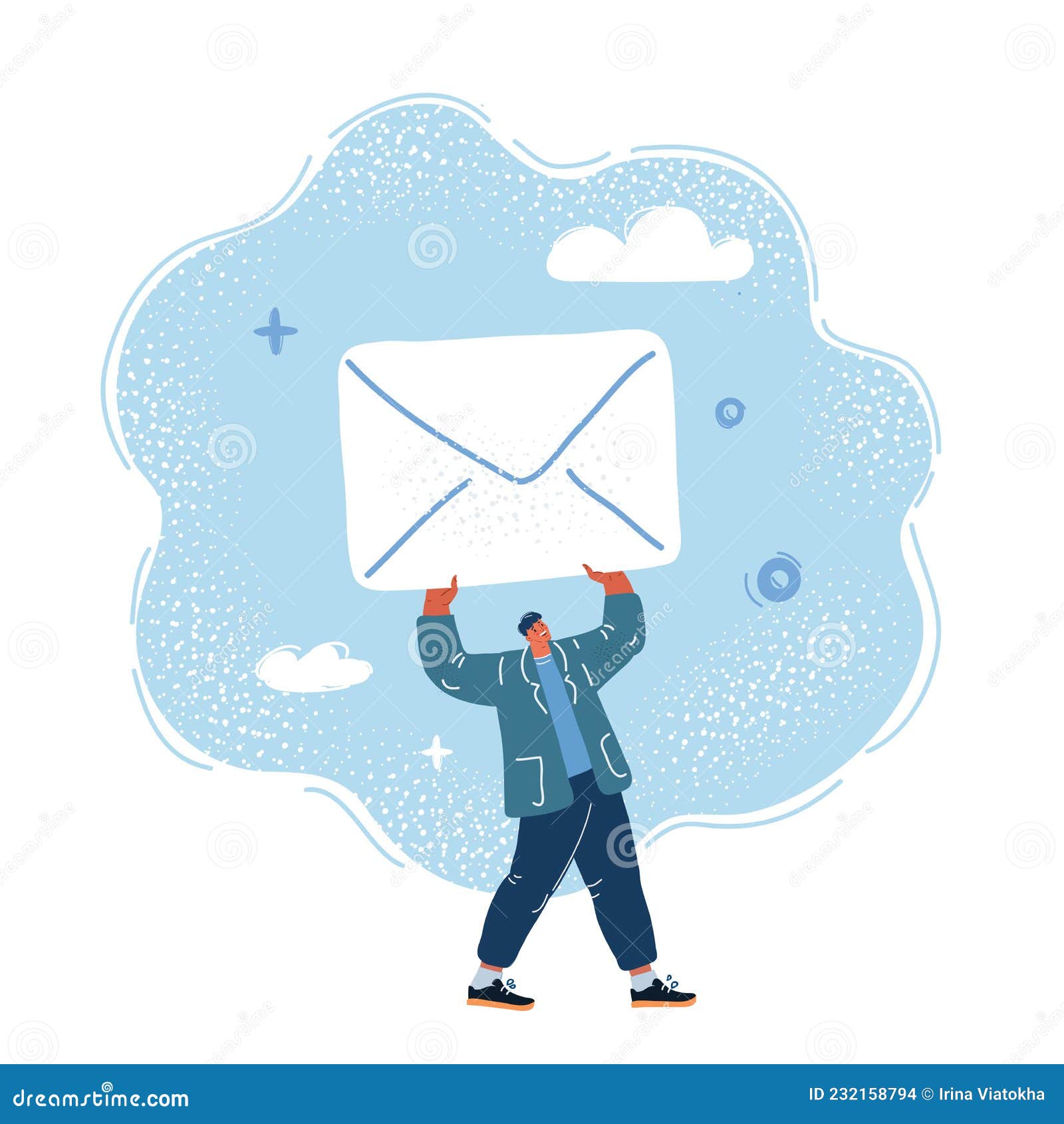 Vector Illustration of Tiny Person Holding Big Envelope. Concept of ...