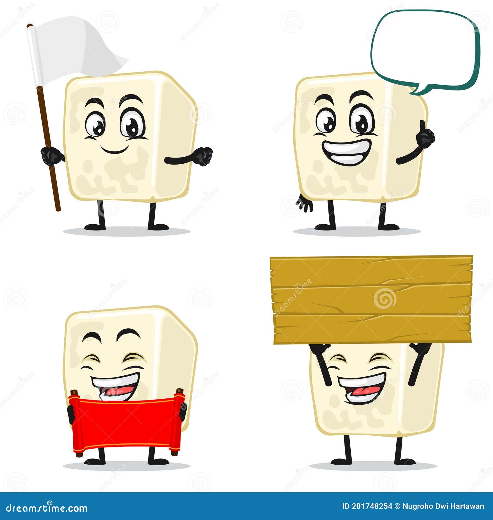 Vector Illustration of Tofu Mascot or Character Stock Vector ...