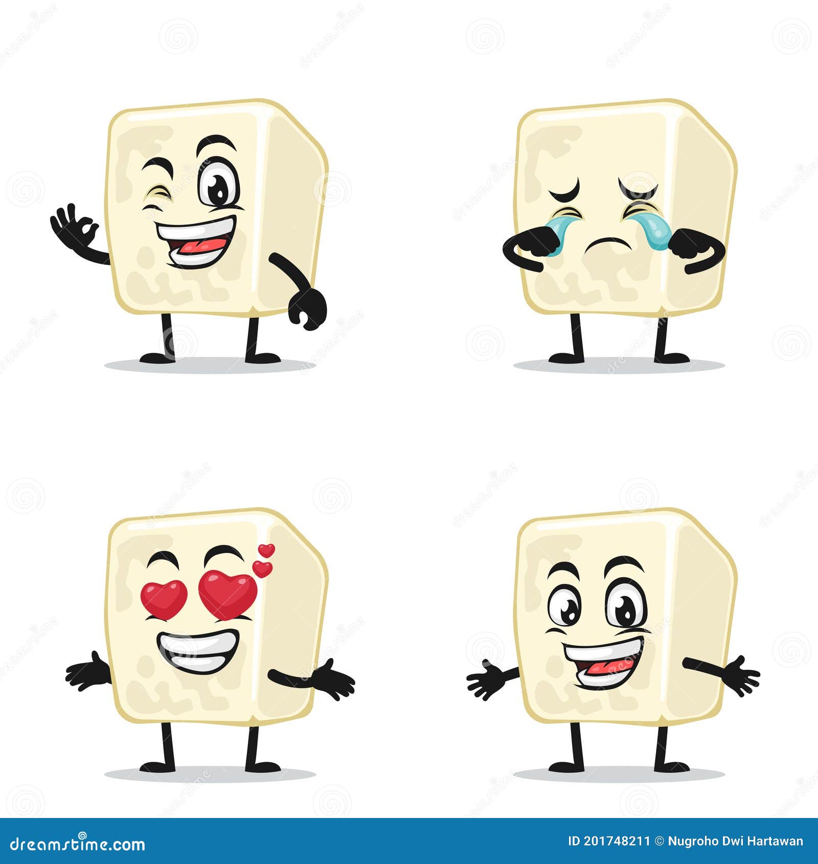 Vector Illustration of Tofu Mascot or Character Stock Vector ...