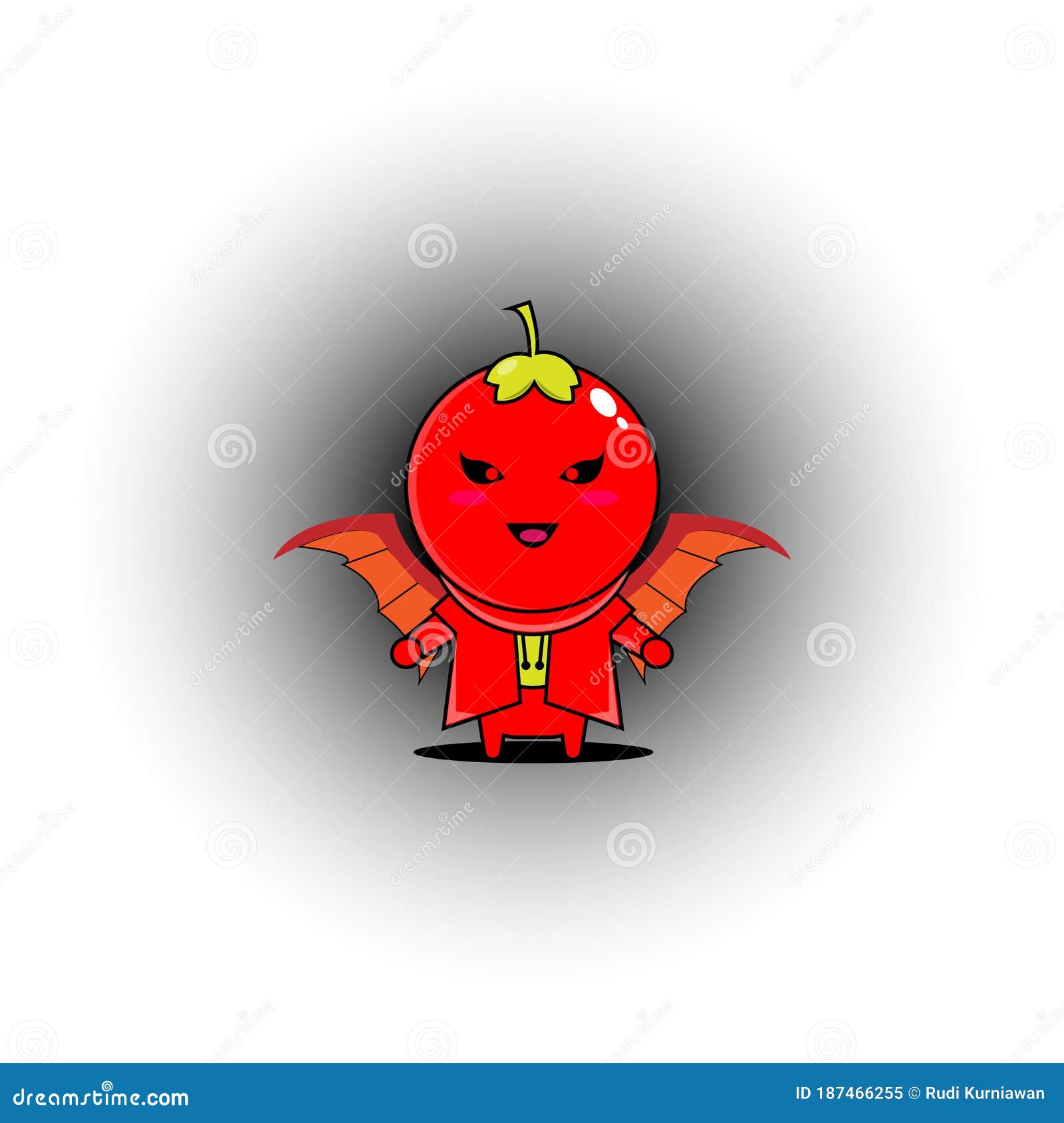 Vector Illustration of a Tomato with Devil`s Wings. Stock Vector ...