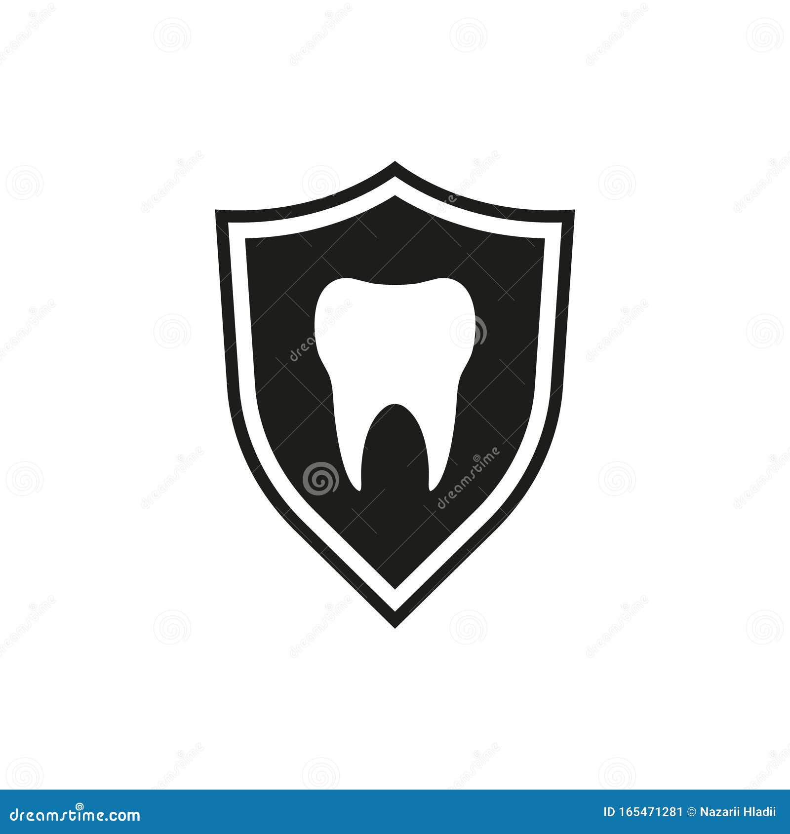 Vector Illustration of a Tooth in Shield Icon. Isolated. Stock Vector ...