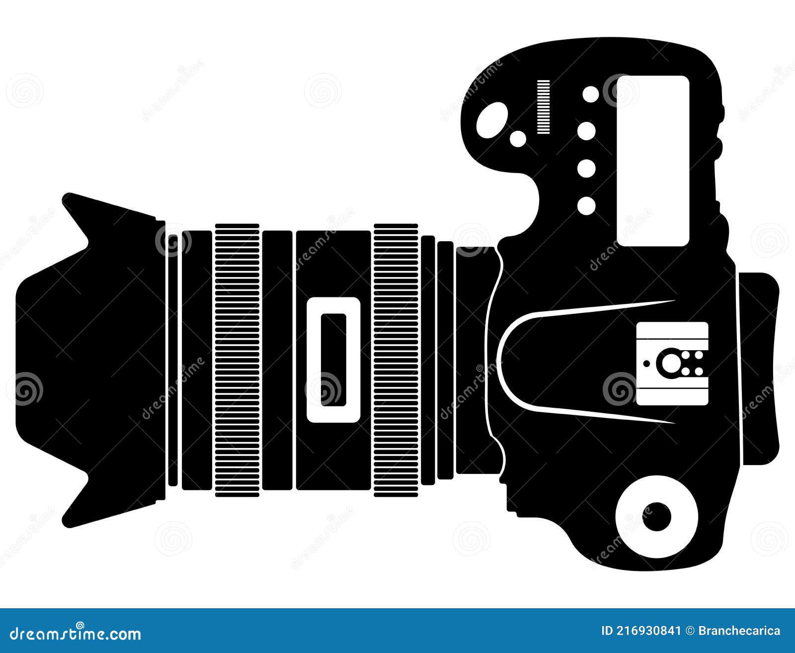 Top view at DSLR camera stock vector. Illustration of flat - 216930841