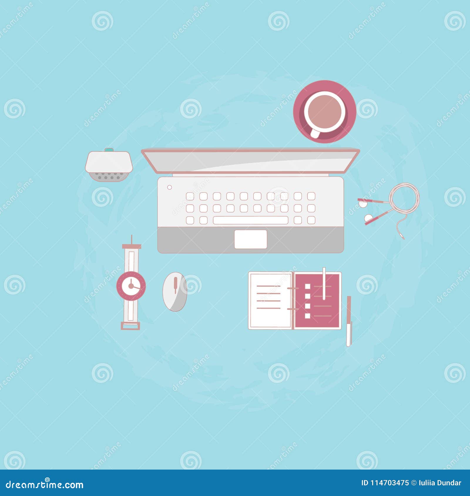 Workplace Vector. Flat Style Computer, a Technique for Work. Stock ...