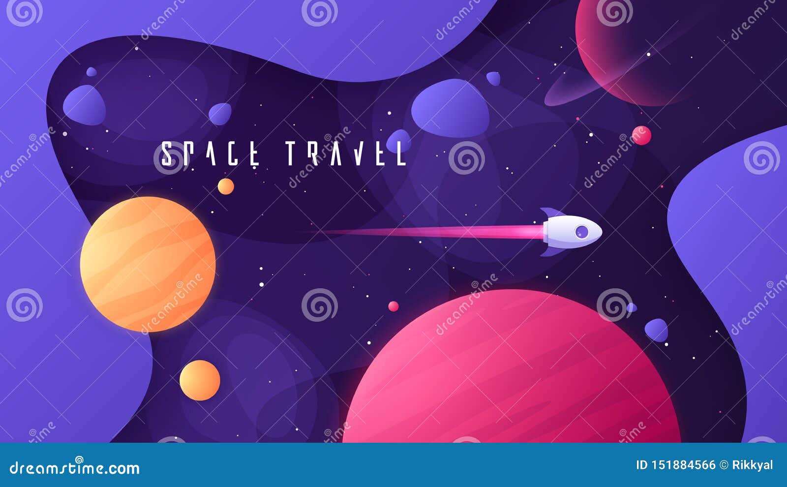 Vector Illustration on the Topic of Outer Space, Interstellar Travels ...